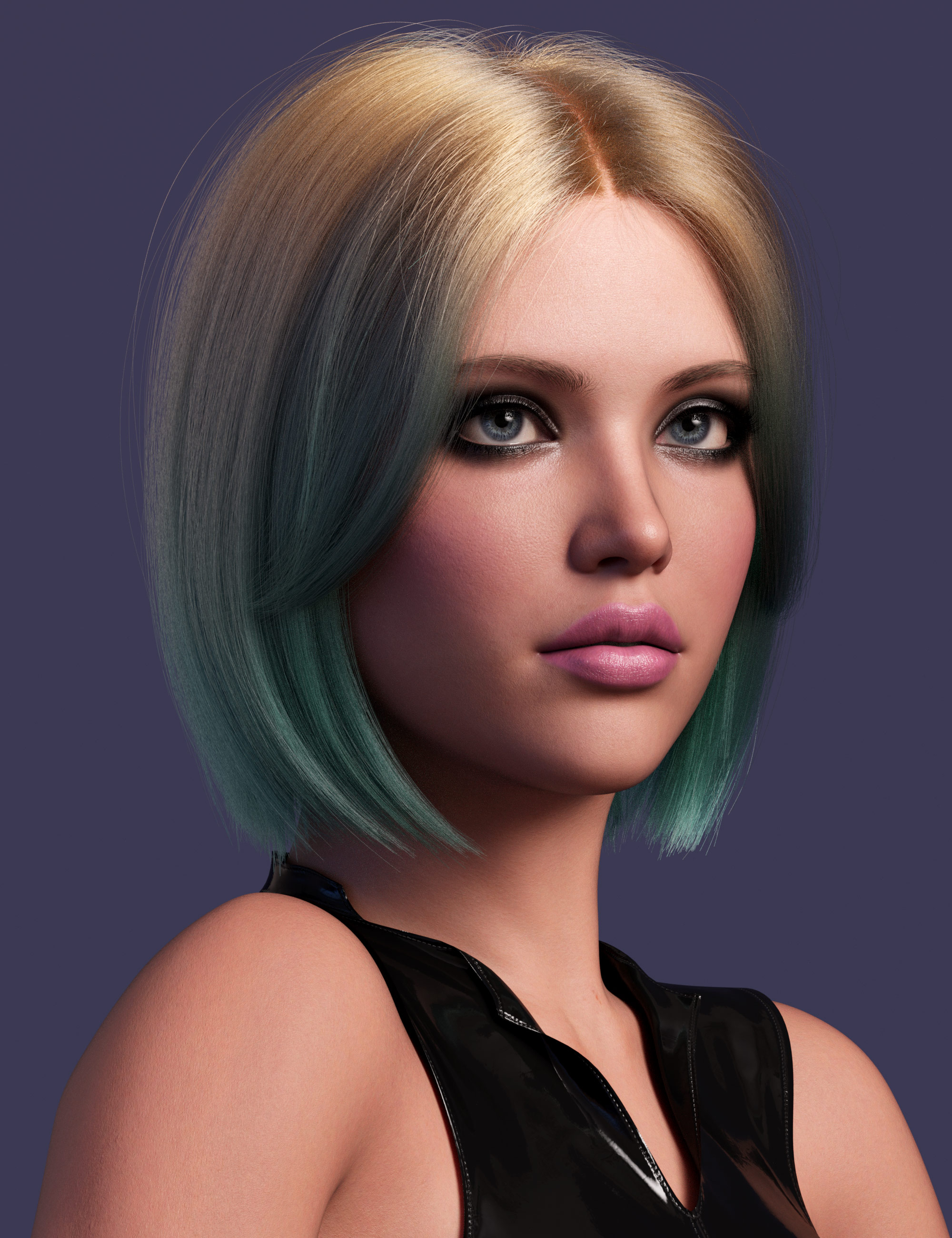 dForce Strand-Based Butterfly Bangs Bob Hair Color Expansion | Daz 3D