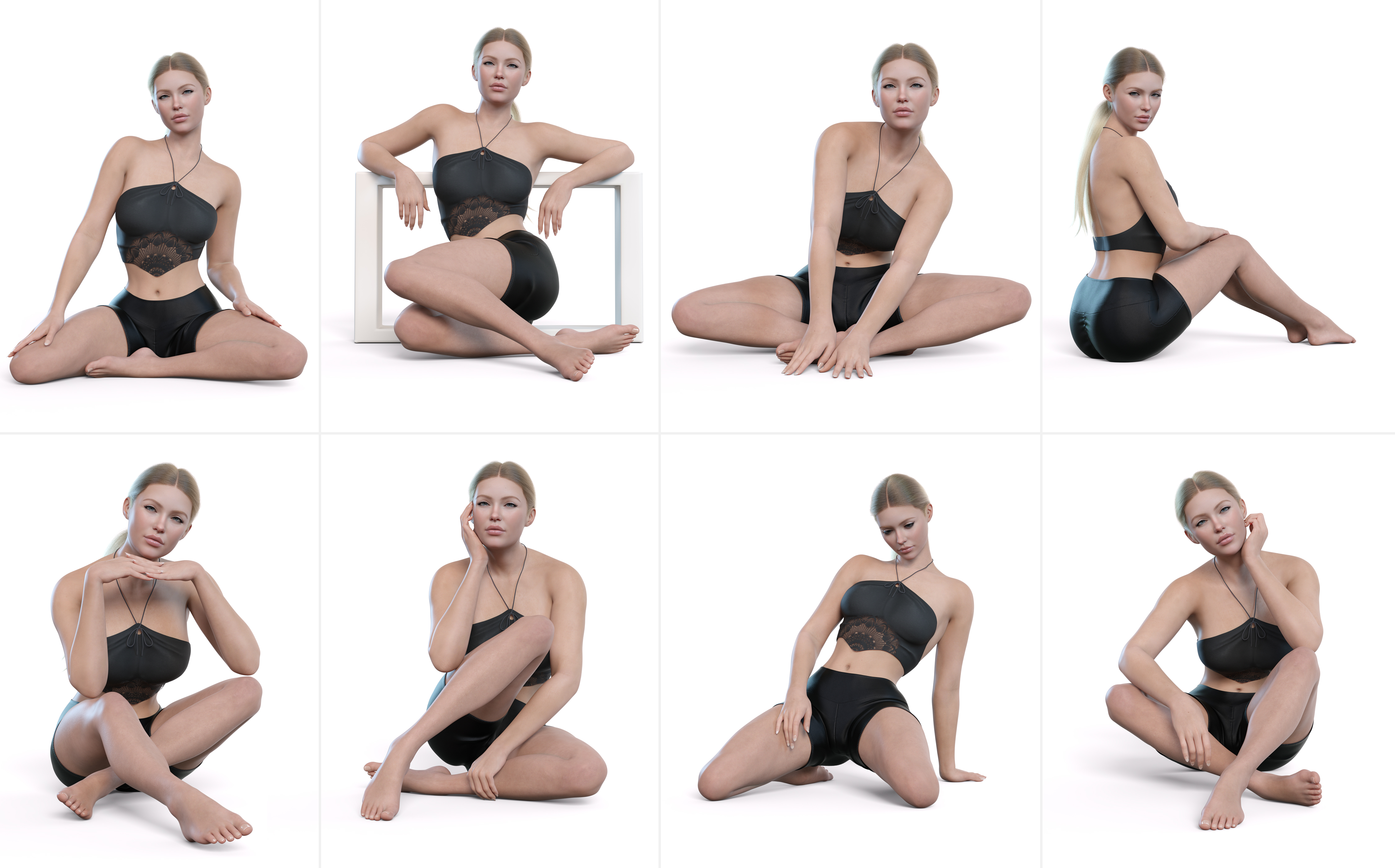 Z Feminine Sitting On The Floor Pose Mega Set for Genesis 9 and 8 Female | Daz 3D