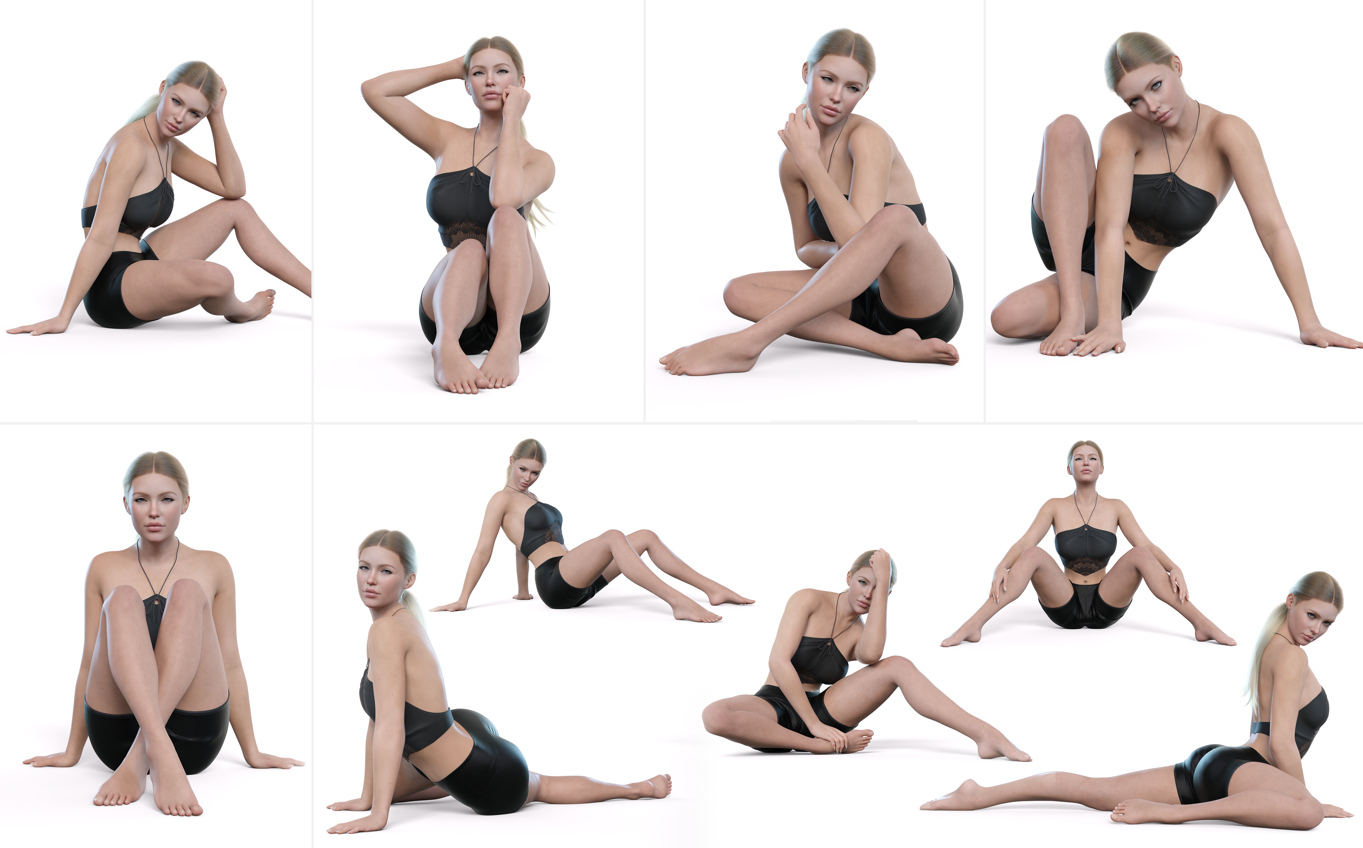 Z Feminine Sitting On The Floor Pose Mega Set for Genesis 9 and 8 Female | Daz 3D
