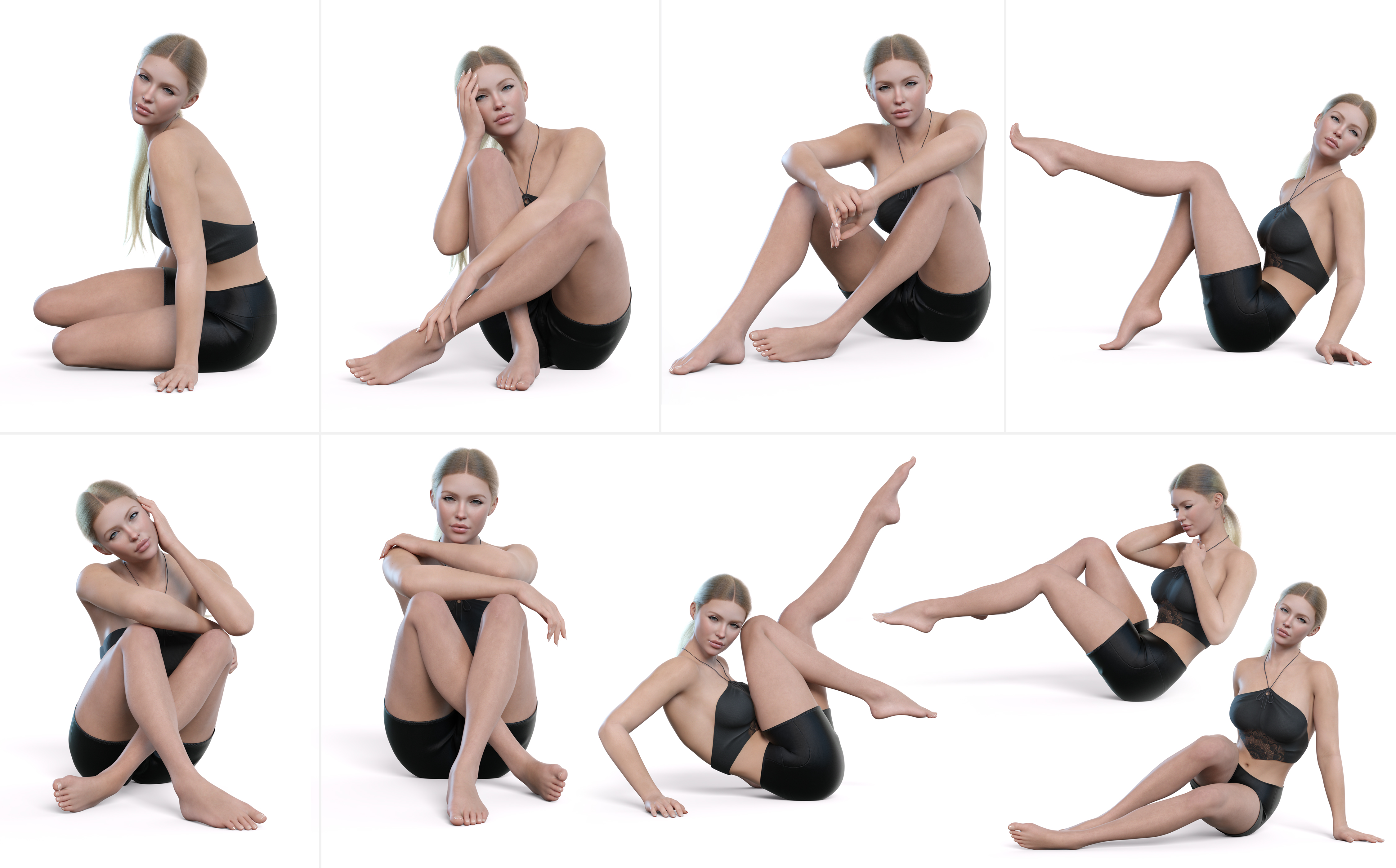 Z Feminine Sitting On The Floor Pose Mega Set for Genesis 9 and 8 Female | Daz 3D