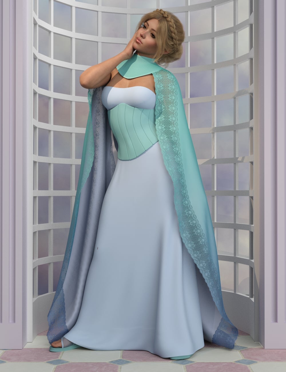 dForce High Neck Cape for Genesis 9 | Daz 3D