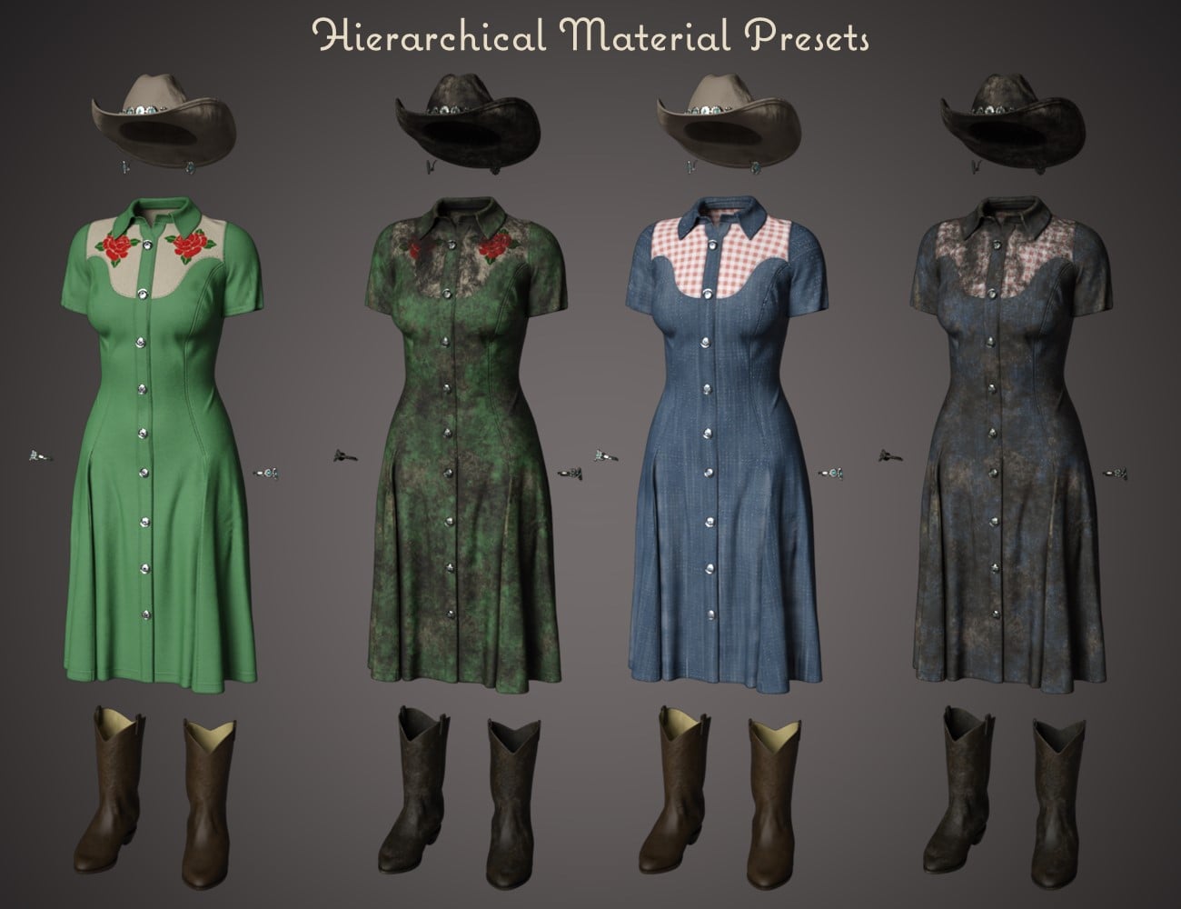 dForce Dale Western Outfit for Genesis 9 and 8 Female | Daz 3D
