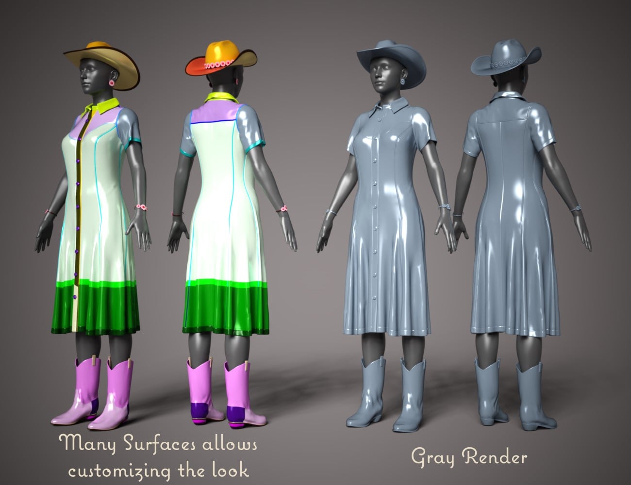 dForce Dale Western Outfit for Genesis 9 and 8 Female | Daz 3D