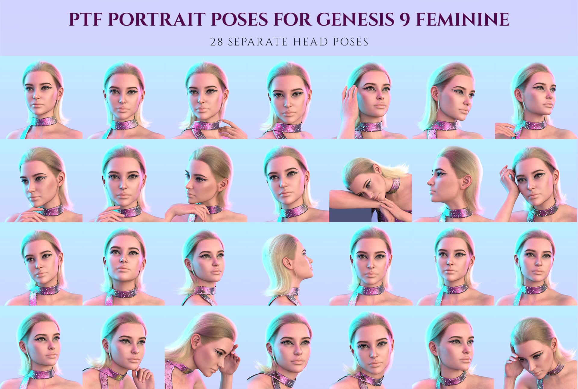 PTF Portrait Poses for Genesis 9 Feminine | Daz 3D