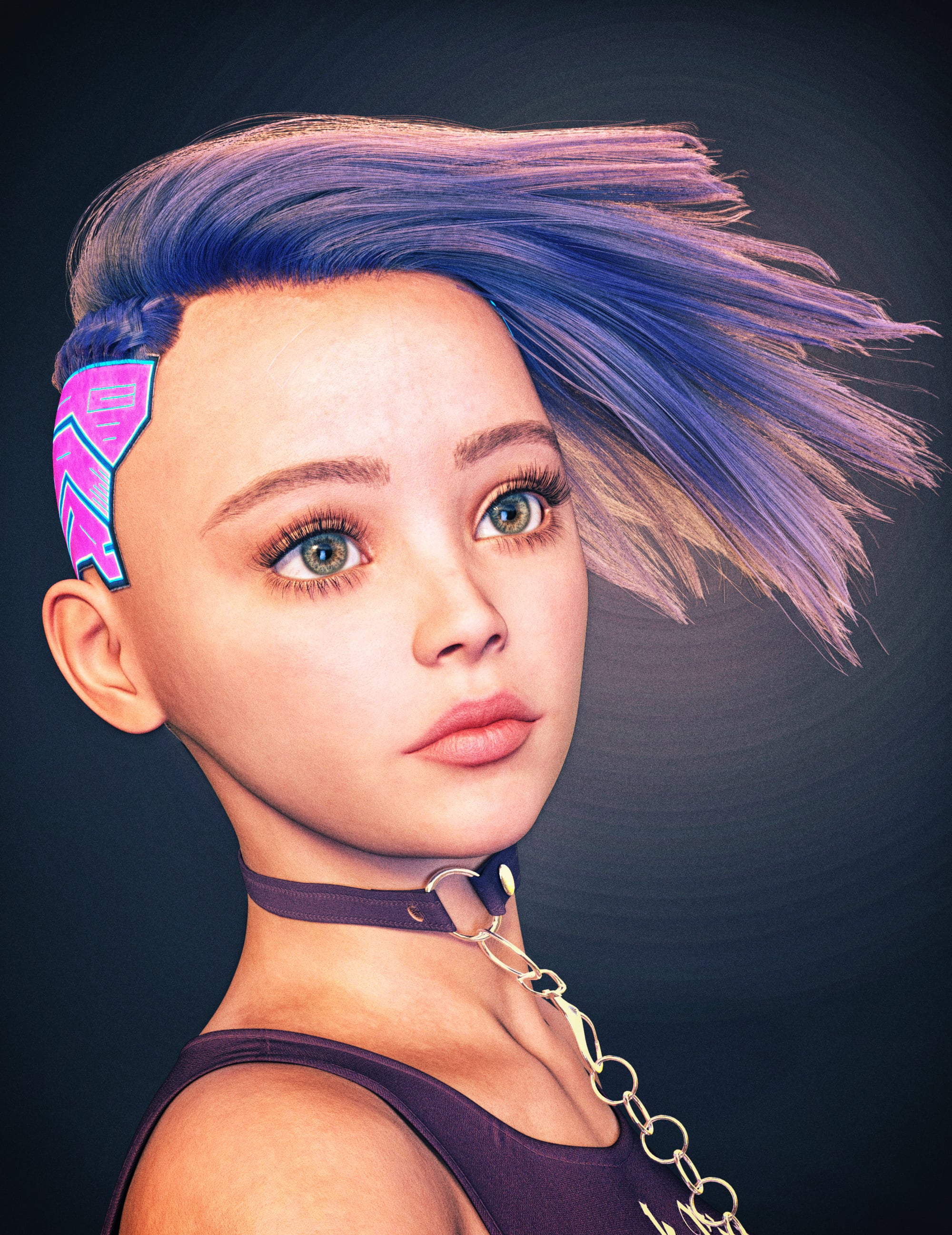 dForce Strand-Based FE Punk Side Short Hair for Genesis 9 | Daz 3D