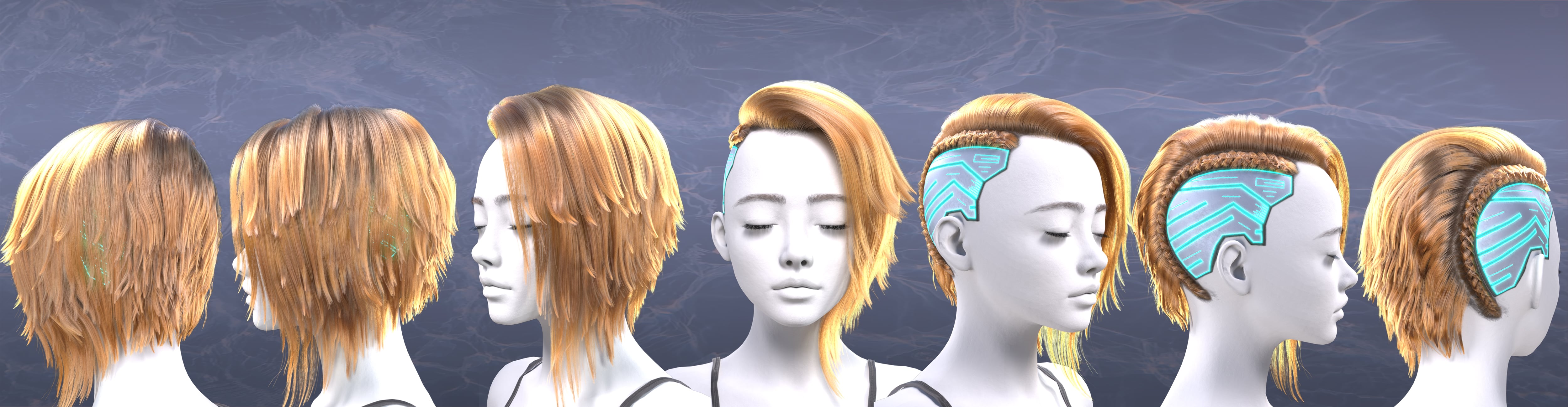 dForce Strand-Based FE Punk Side Short Hair for Genesis 9 | Daz 3D