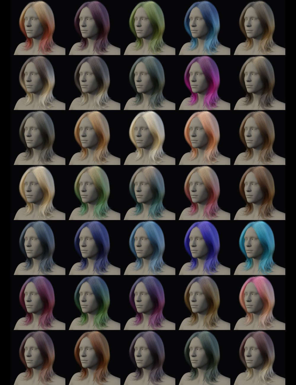 dForce Strand-Based Curvy Shoulder Length Hair Color Expansion | Daz 3D