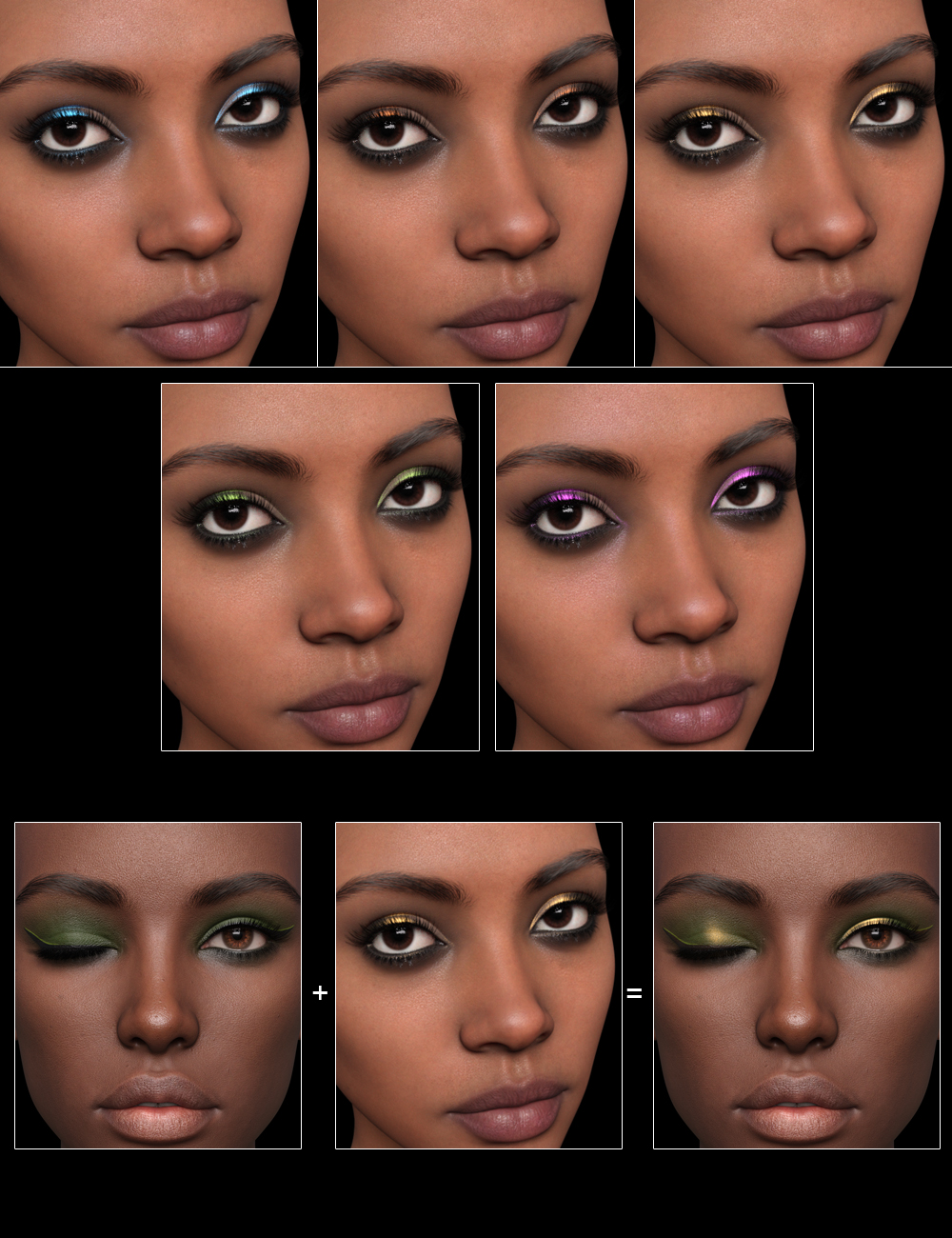 Glam Radiance Make Up Set - Dark Skin Edition for Genesis 9 | Daz 3D