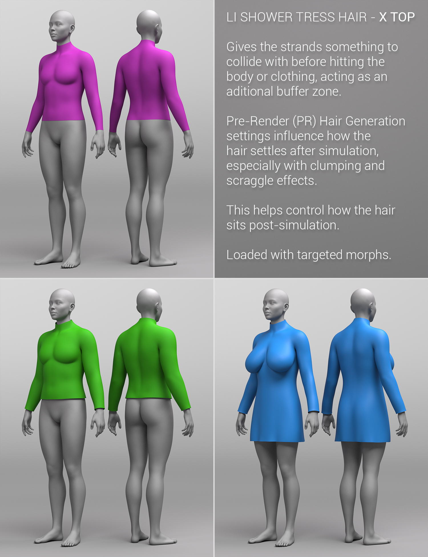 LI dForce Shower Tress Hair for Genesis 9 | Daz 3D