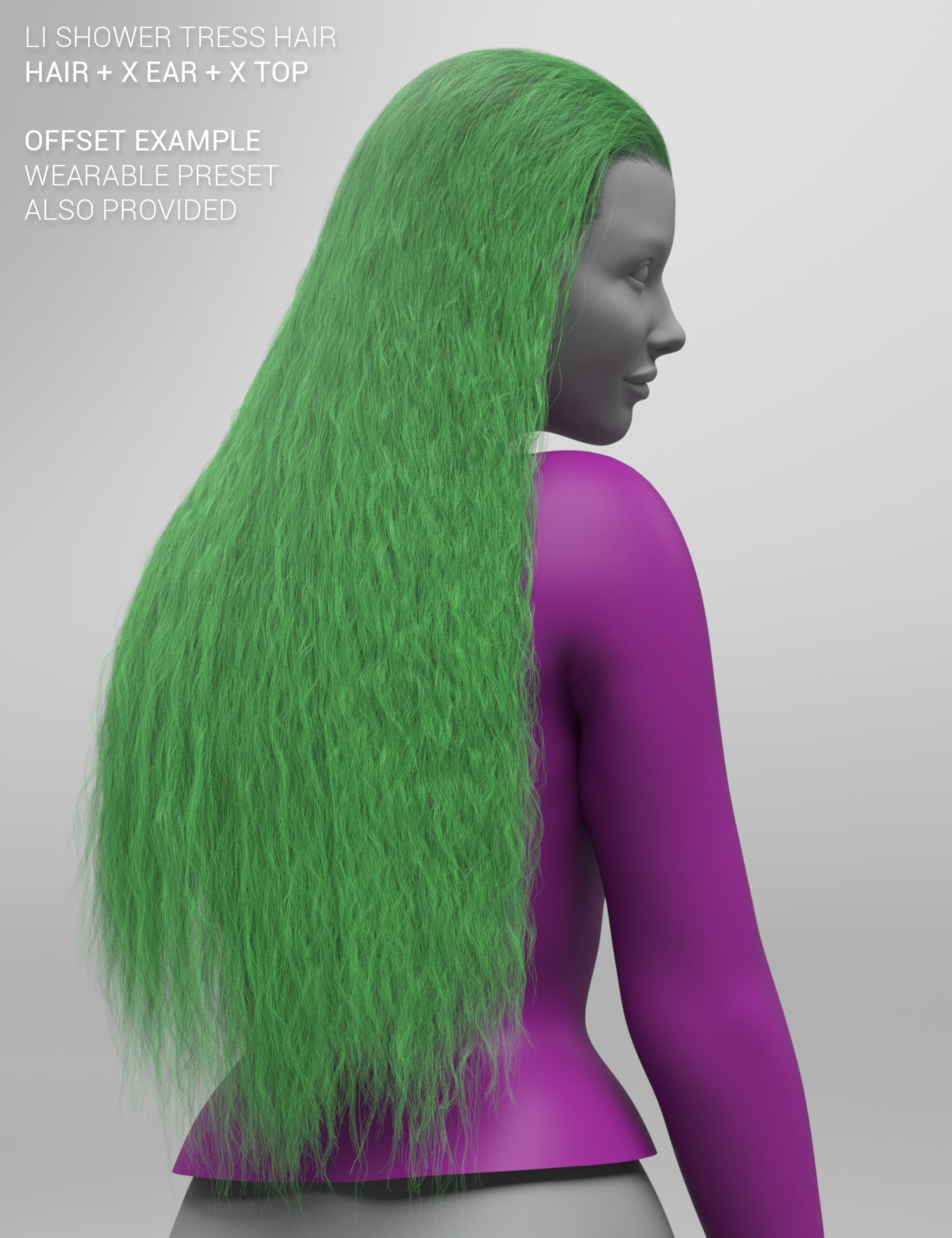 LI dForce Shower Tress Hair for Genesis 9 | Daz 3D