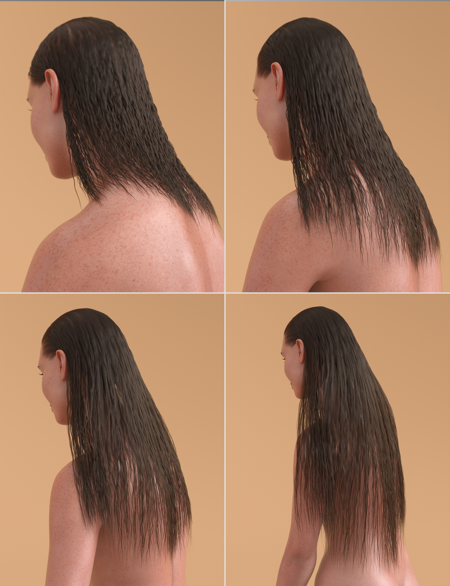 LI dForce Shower Tress Hair for Genesis 9 | Daz 3D