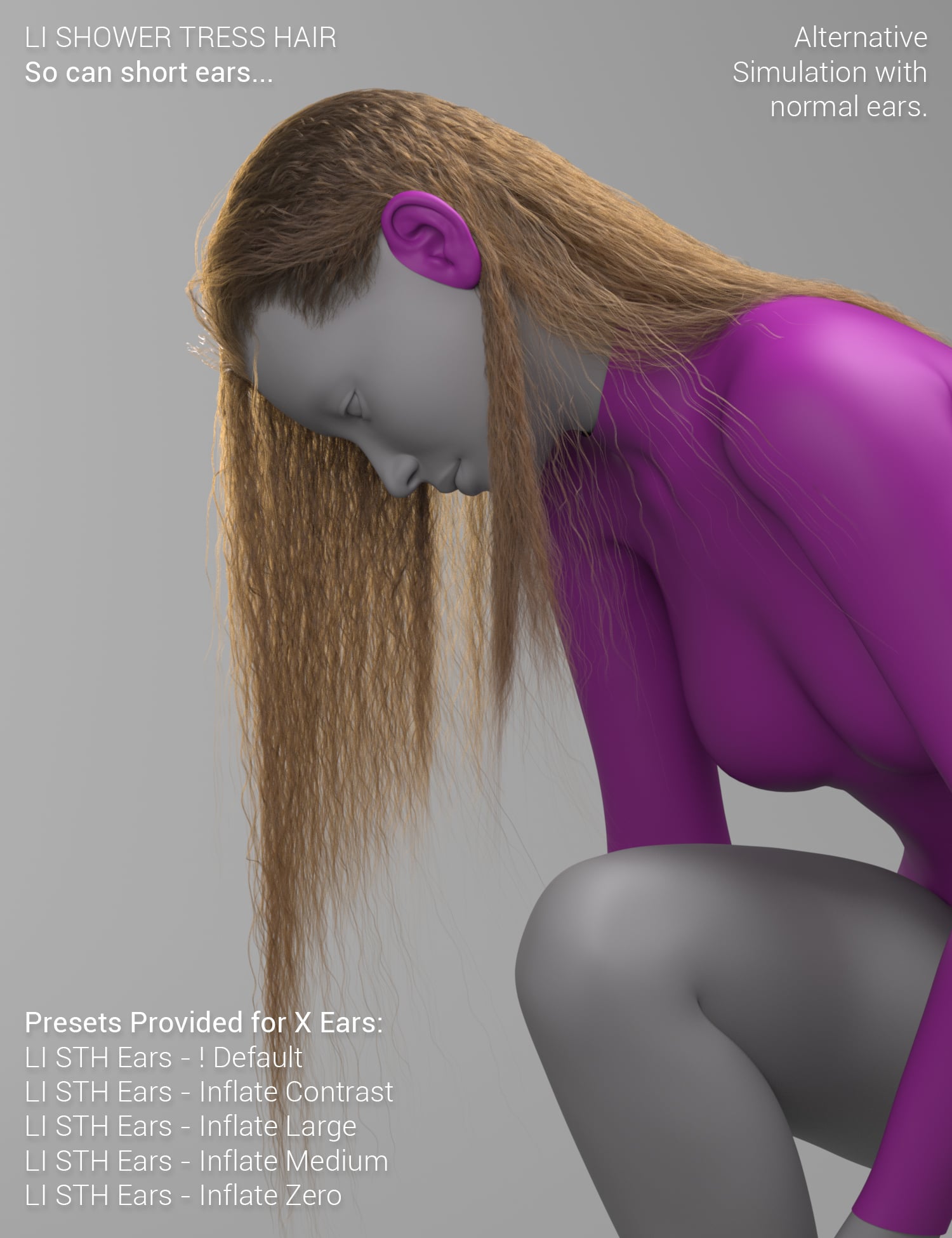 LI dForce Shower Tress Hair for Genesis 9 | Daz 3D