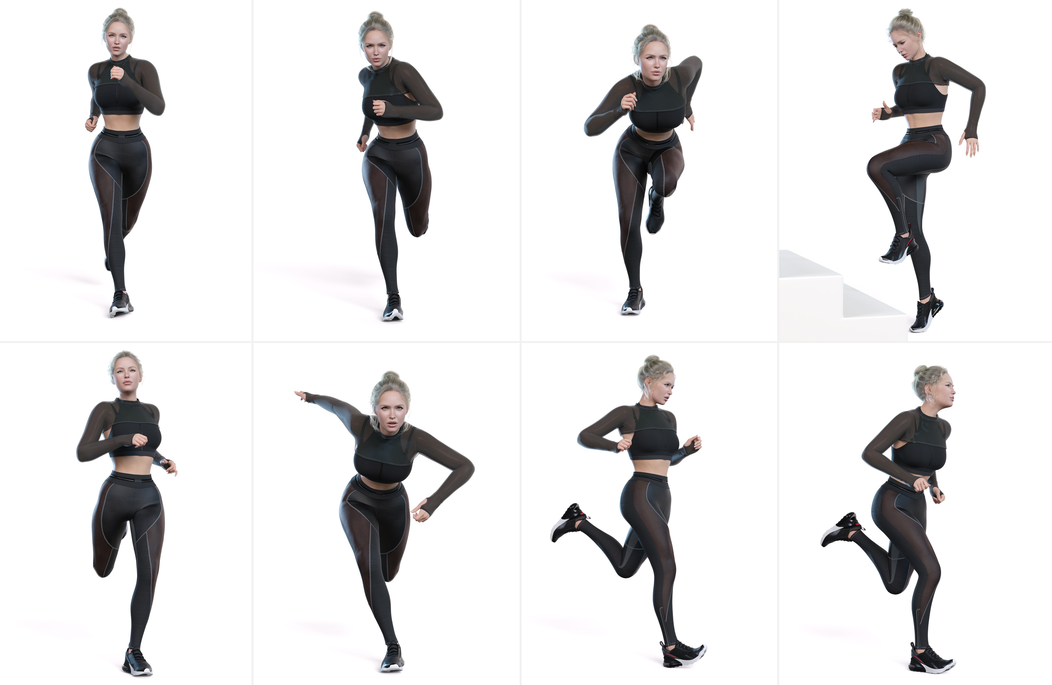 Z Active Series Running Pose Mega Set for Genesis 9 and 8 Female | Daz 3D