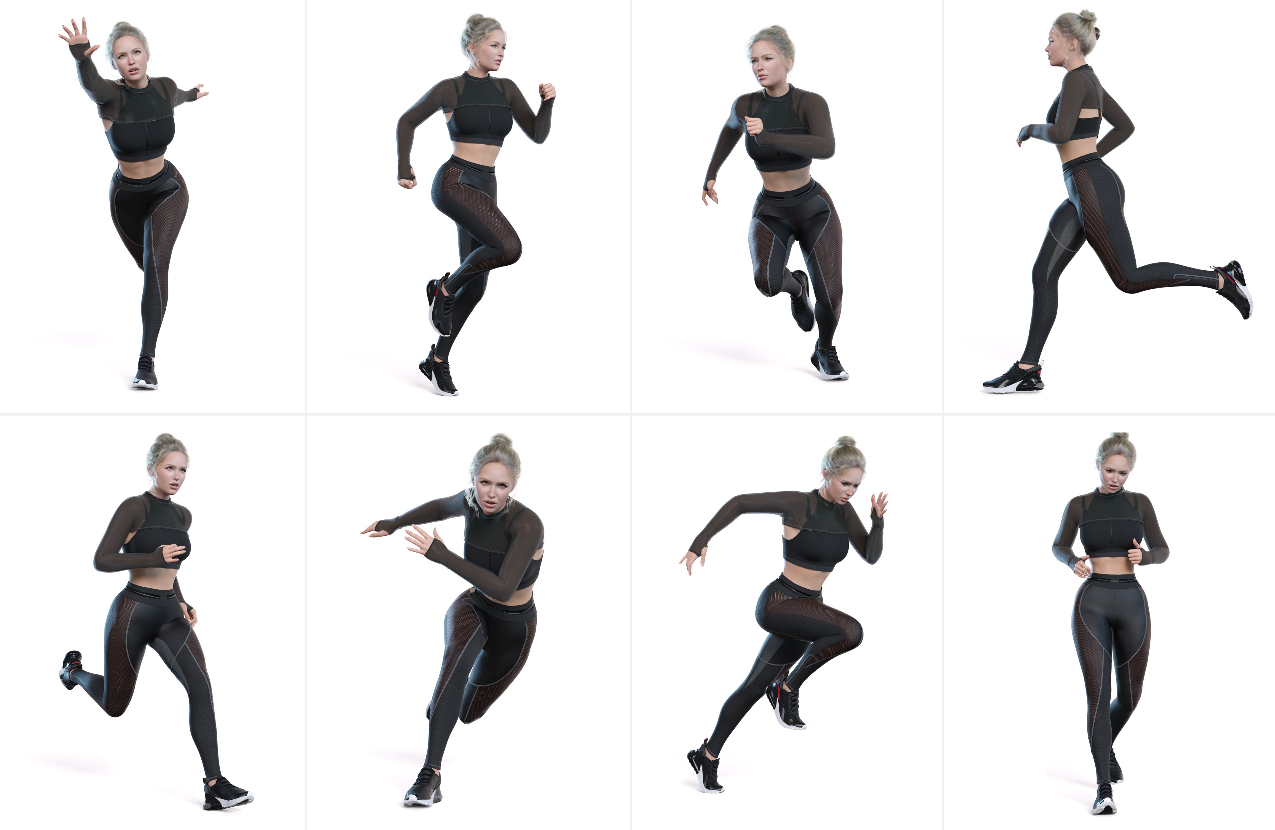 Z Active Series Running Pose Mega Set for Genesis 9 and 8 Female | Daz 3D