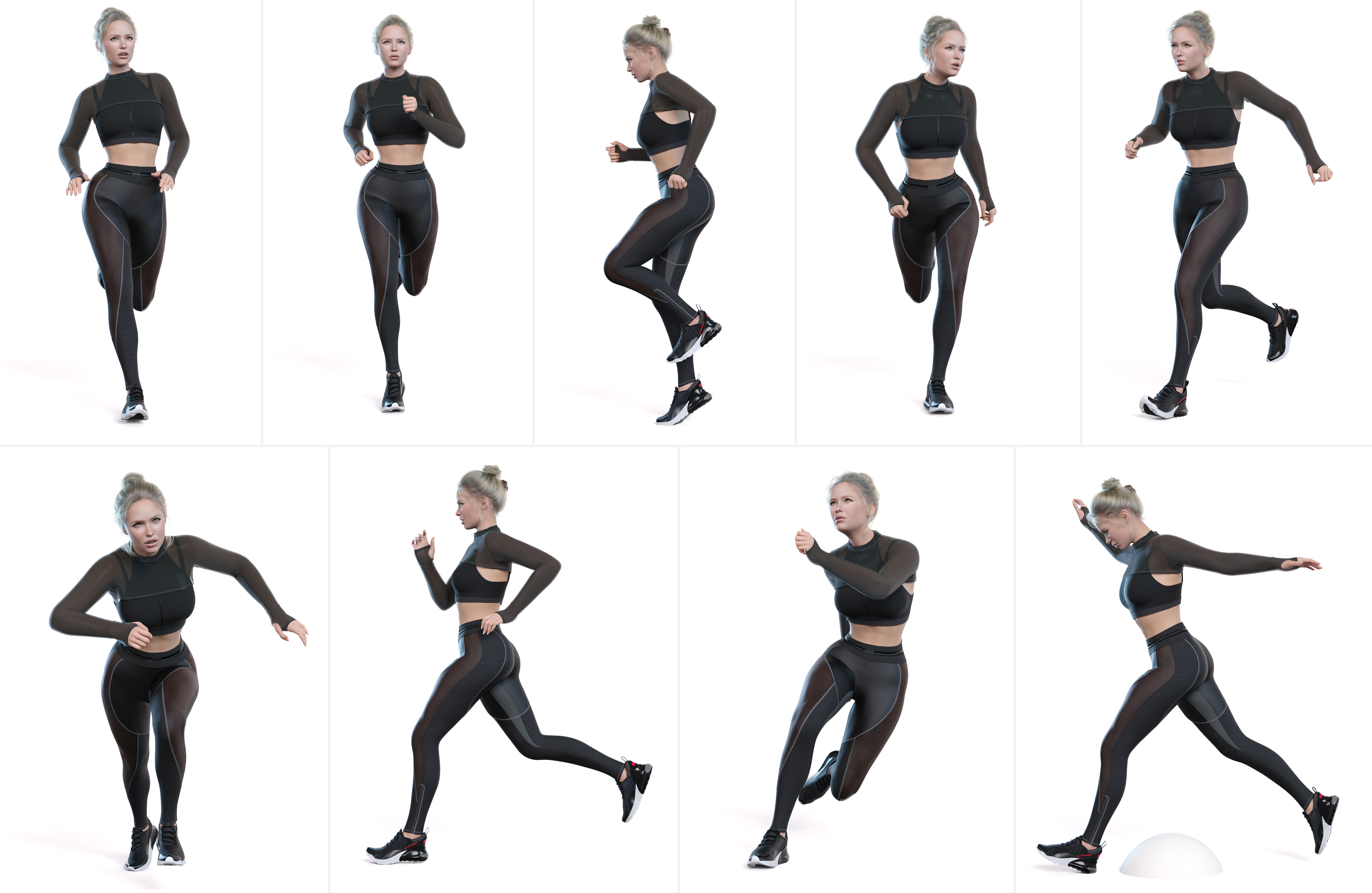 Z Active Series Running Pose Mega Set for Genesis 9 and 8 Female | Daz 3D
