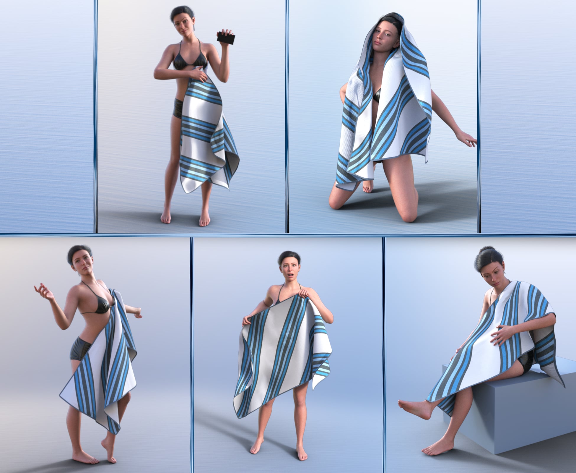 JW V2 The Towel Prop and Poses for Genesis 9 | Daz 3D