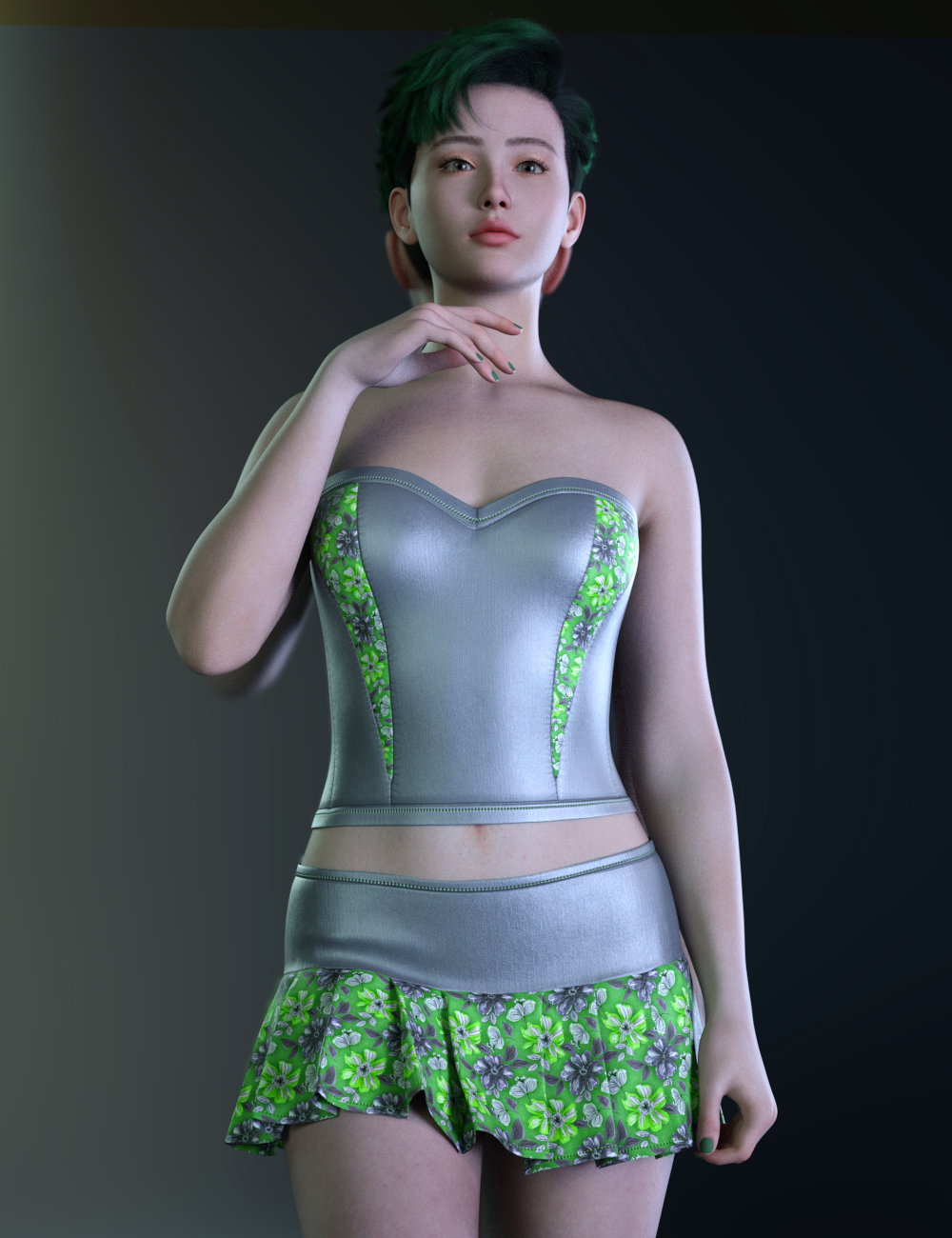 dForce LV Corset Top and Mini Skirt for Genesis 9 | Daz 3D