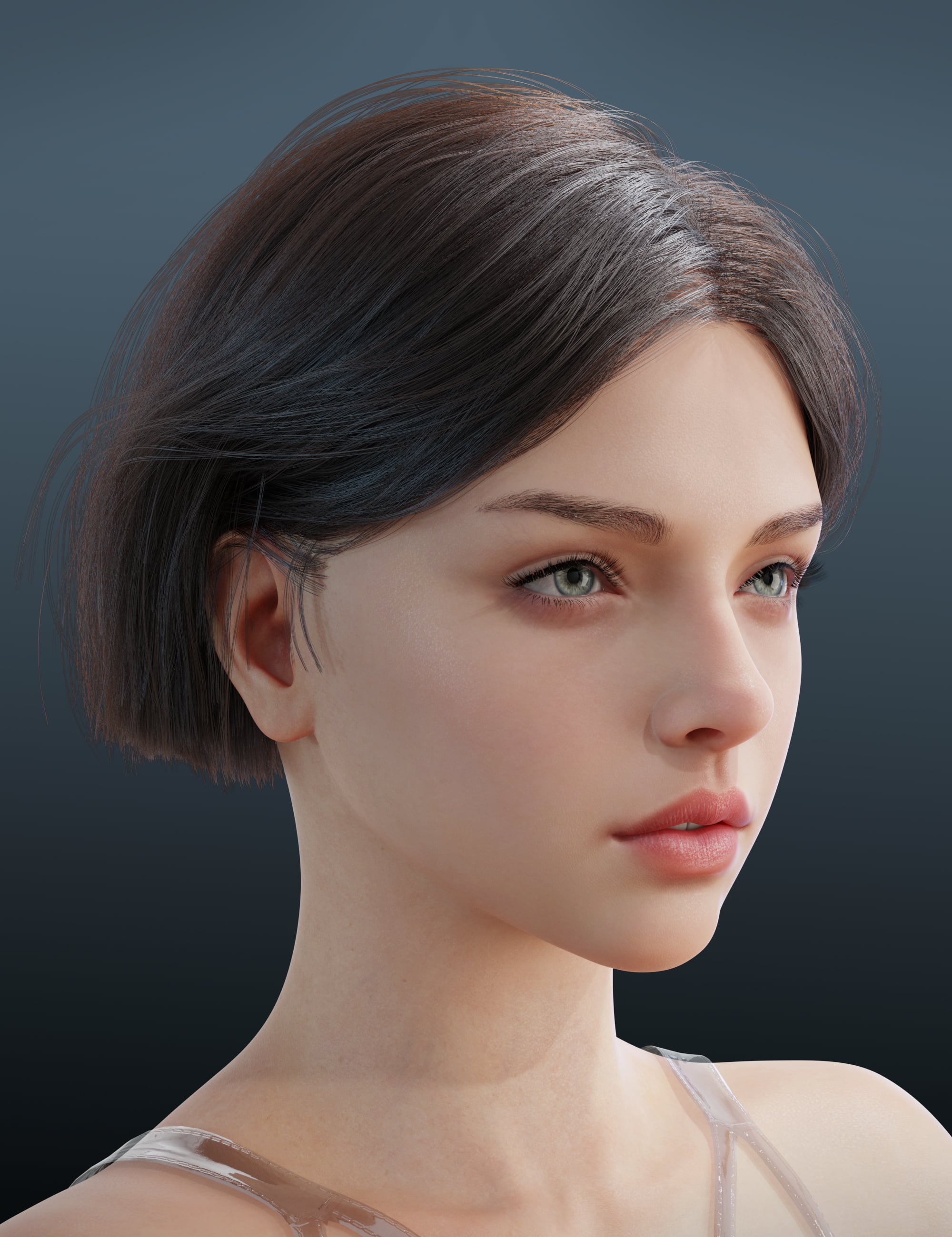 dForce Diagonal Cut Short Hair for Genesis 9 | Daz 3D