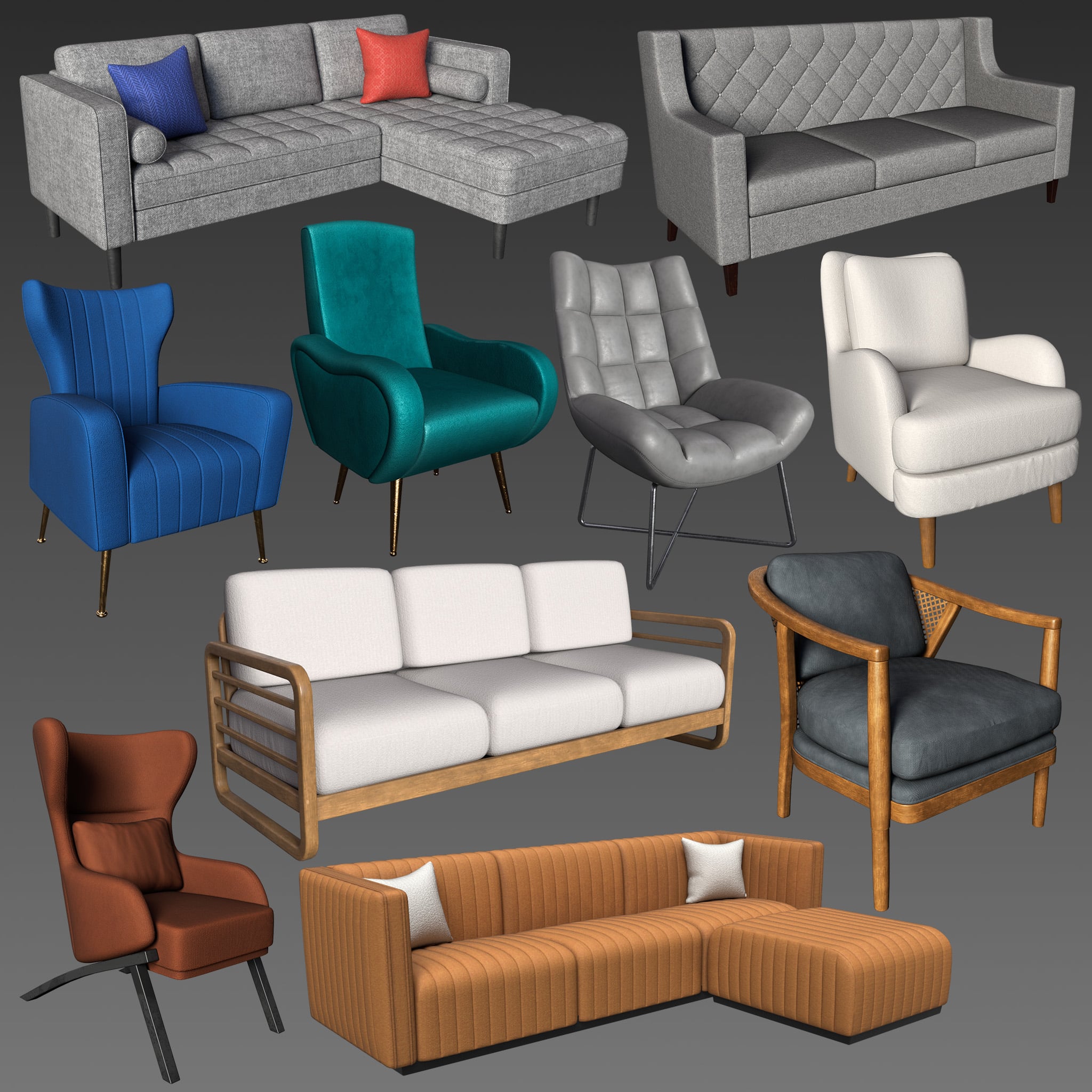 FG Sofa and Chairs | Daz 3D