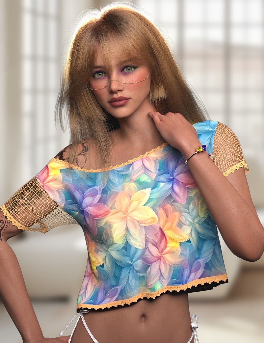 L3D Stylez 3 Add-On for dForce Off Shoulder Midriff Tee | Daz 3D