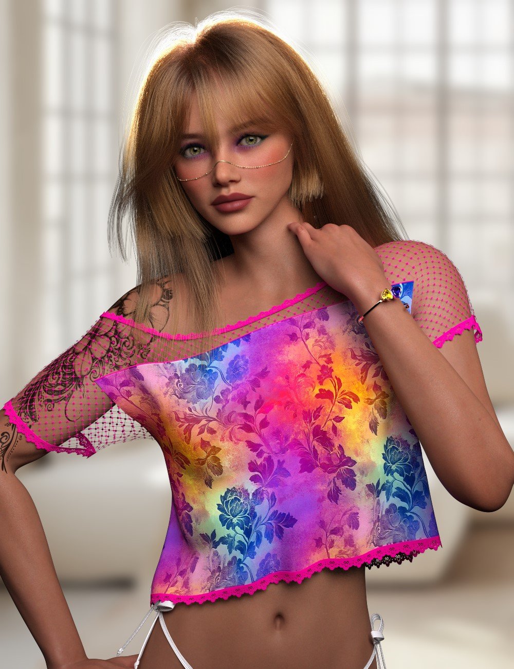 L3D Stylez 3 Add-On for dForce Off Shoulder Midriff Tee | Daz 3D