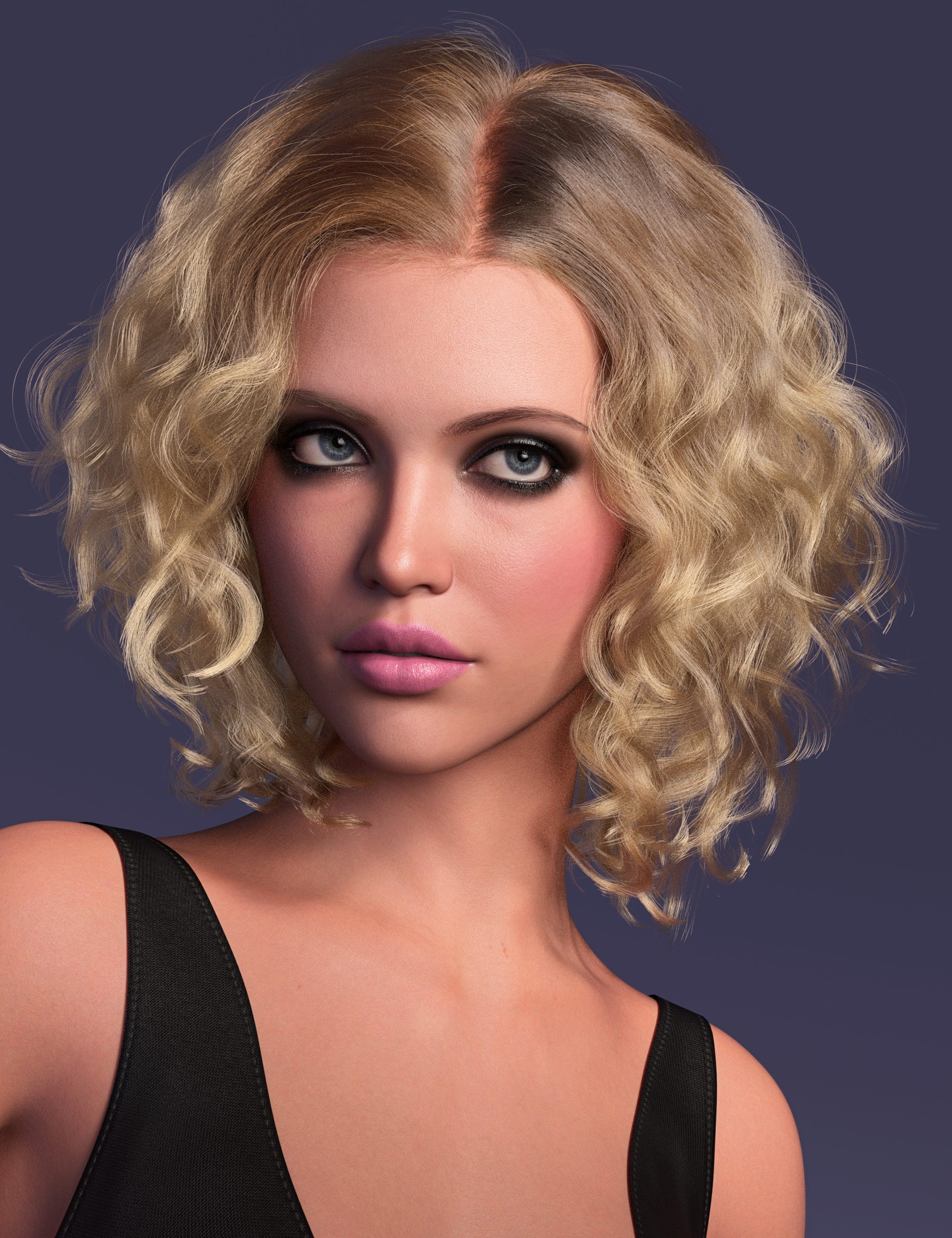 dForce Strand-Based Curly Mid Part Style Hair for Genesis 9 and Genesis 8 Female | Daz 3D