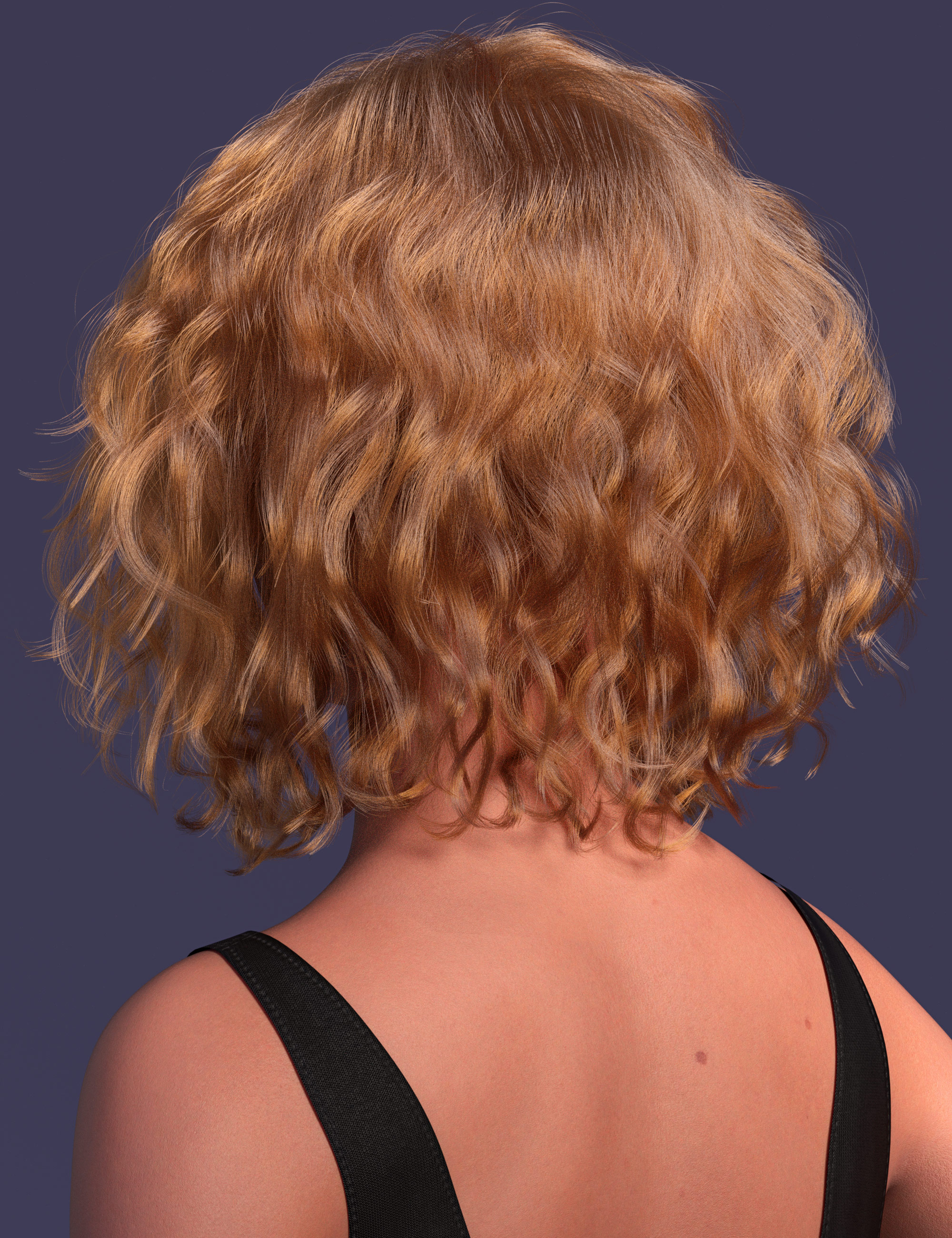 dForce Strand-Based Curly Mid Part Style Hair for Genesis 9 and Genesis ...
