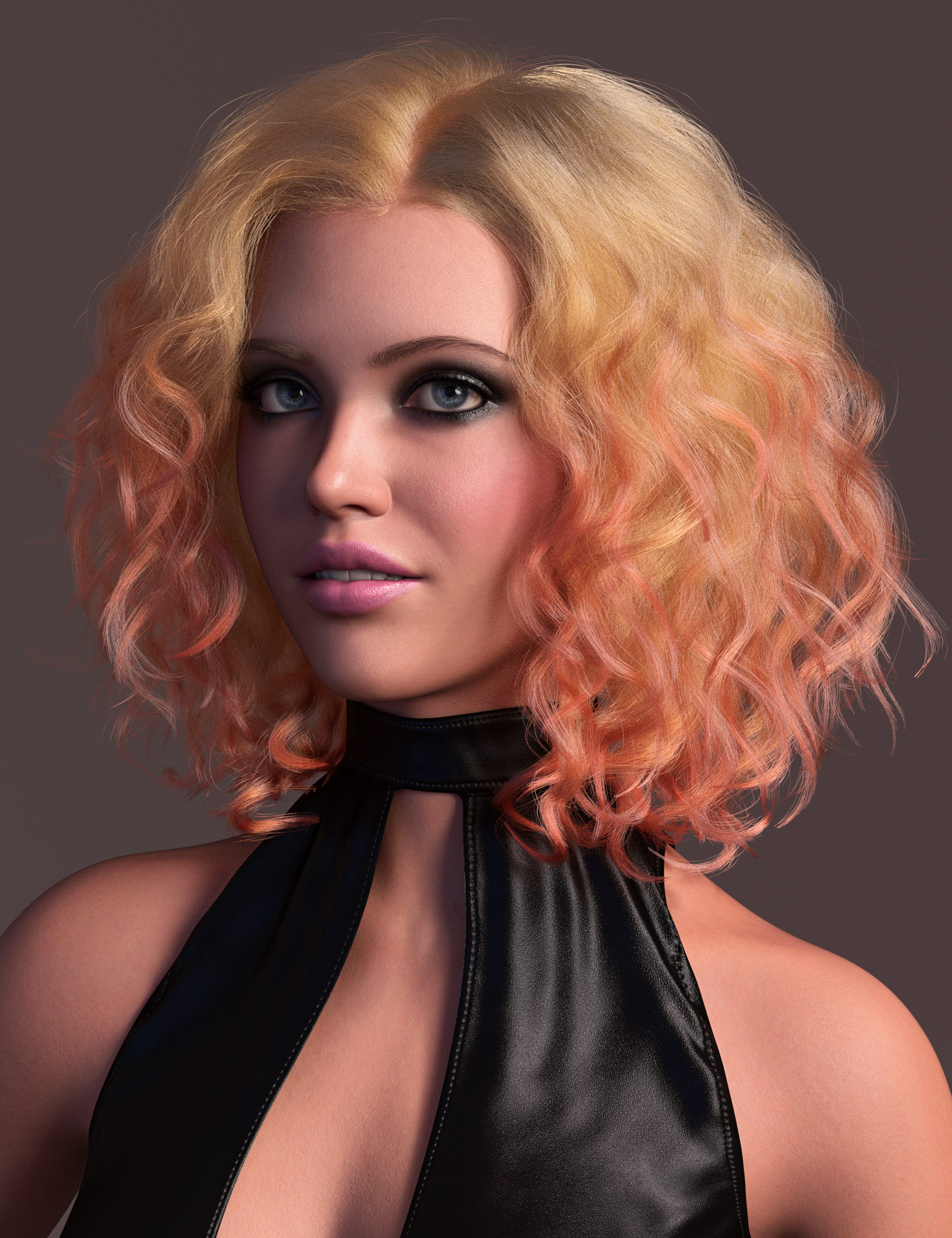dForce Strand-Based Curly Mid Part Style Hair Color Expansion | Daz 3D