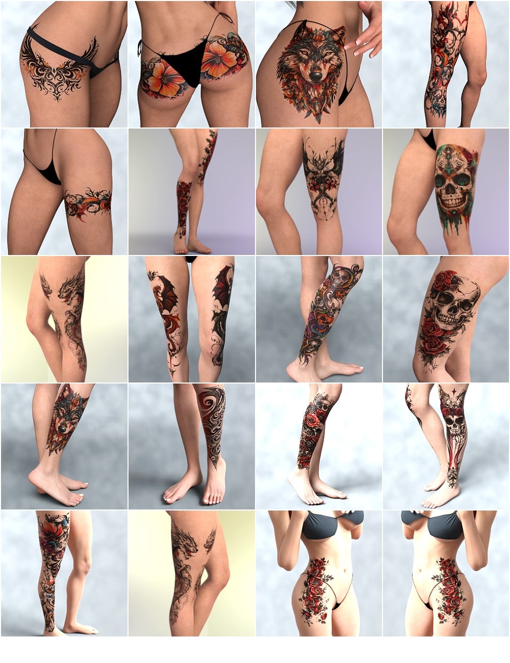 L3D TattooU - Tattoo and Decals Colors LIE for Genesis 9 | Daz 3D