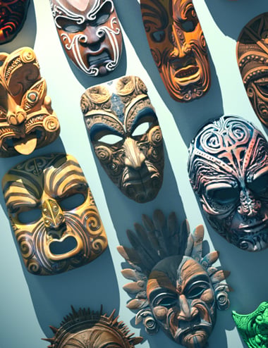 GNBD Maori Masks Props | Daz 3D
