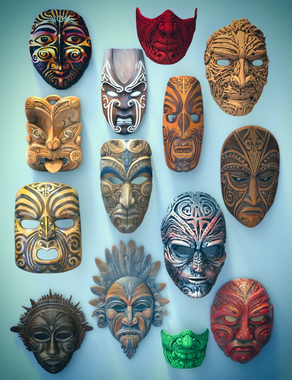 GNBD Maori Masks Props | Daz 3D