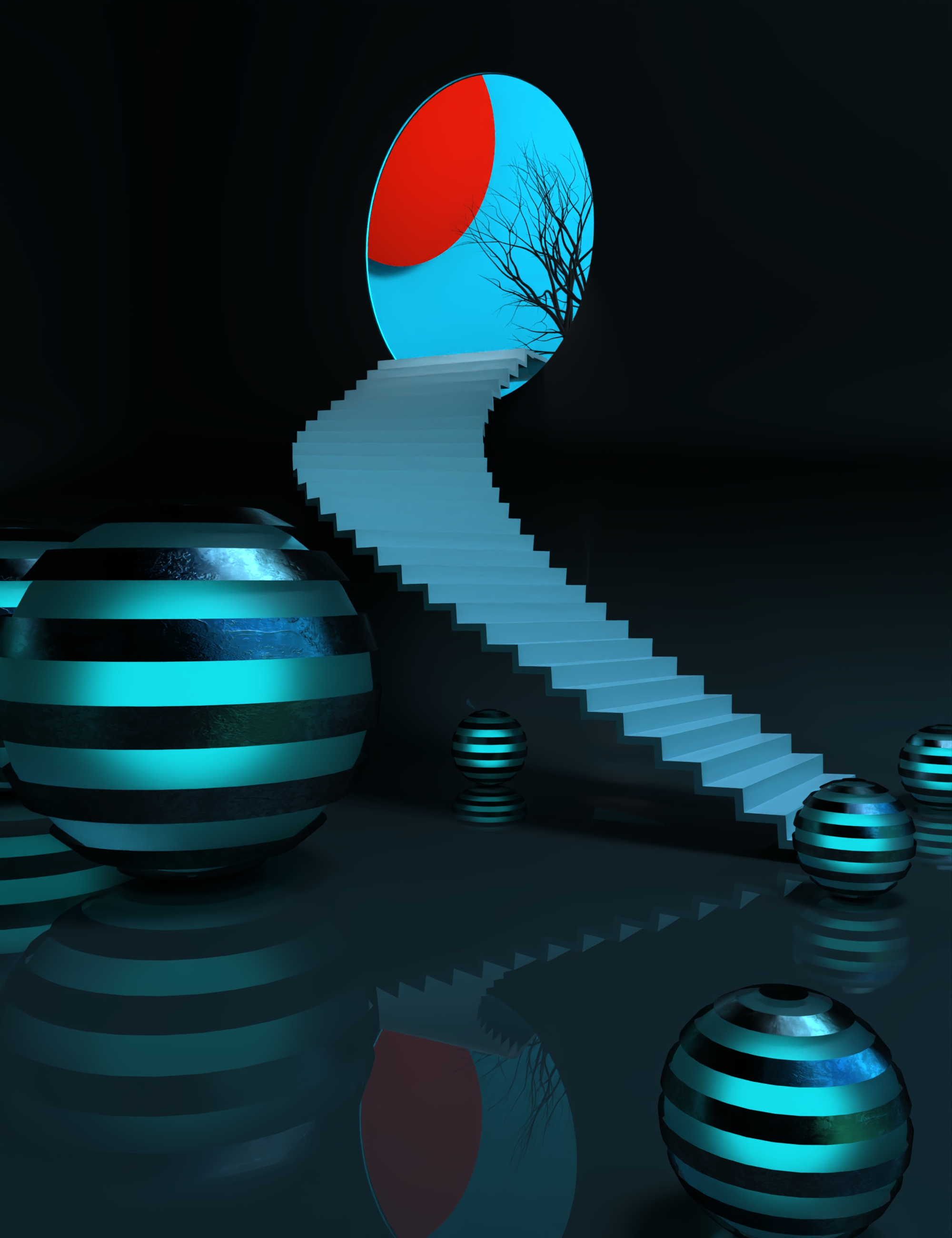 HT Stairs Tree and Energy Spheres | Daz 3D