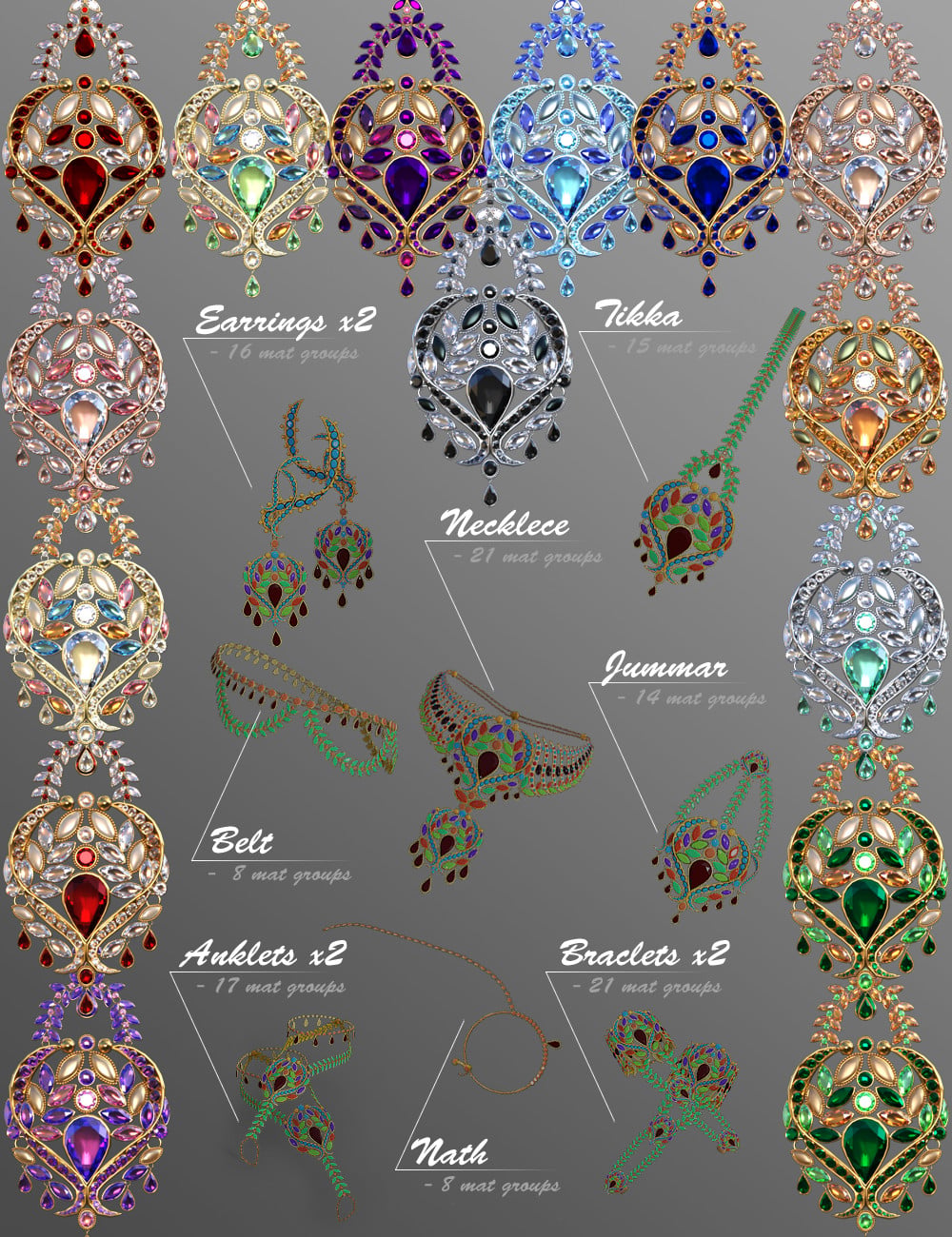 Indian Jewels for Genesis 9 | Daz 3D