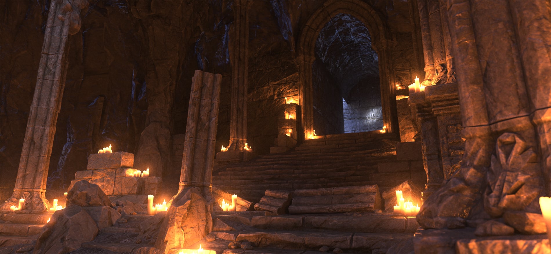 The Temple Below by Candlelight Add-on | Daz 3D