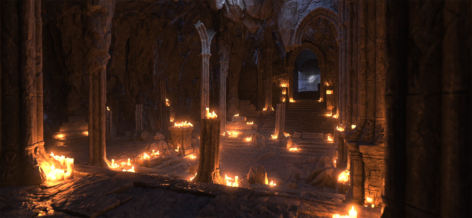 The Temple Below by Candlelight Add-on | Daz 3D