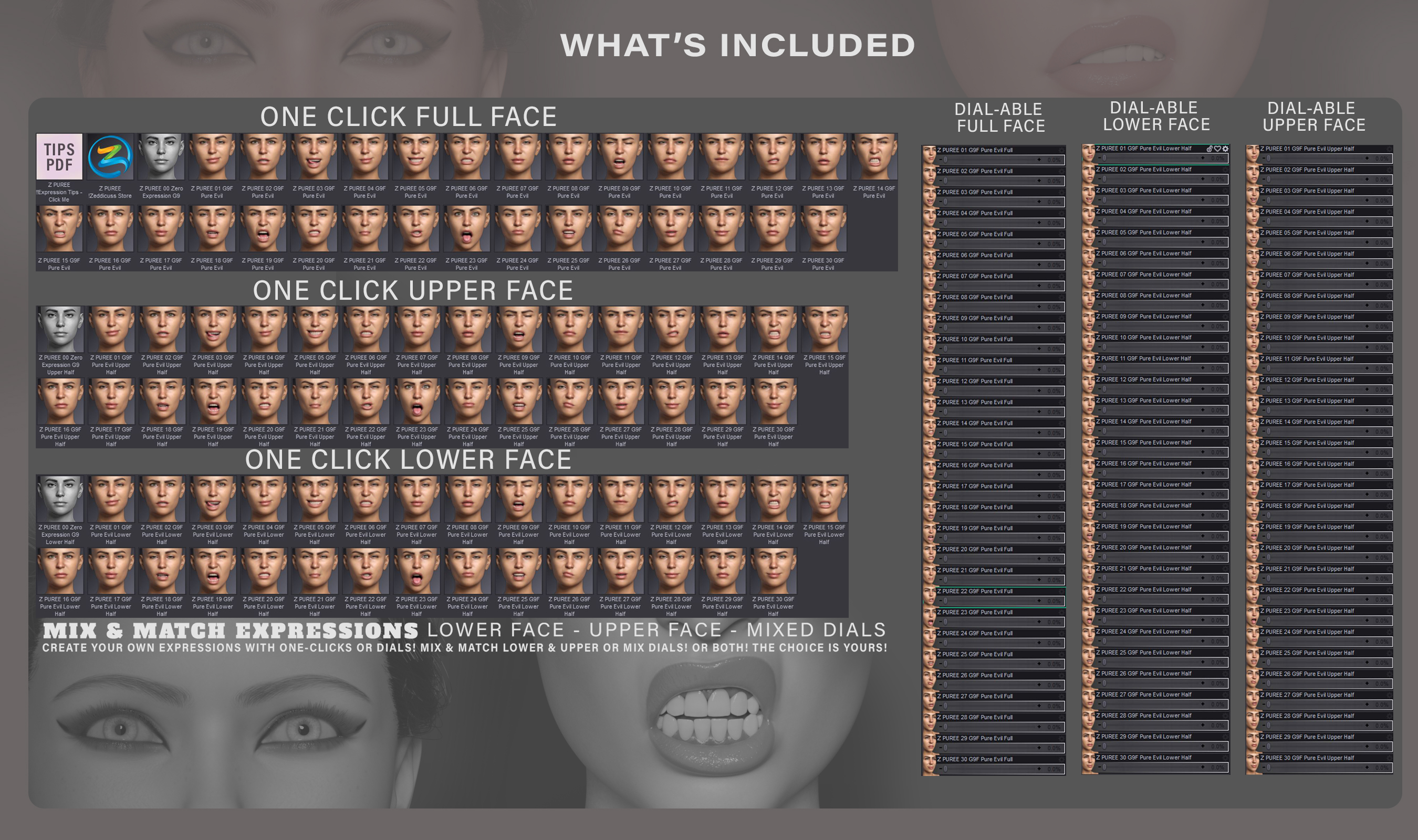 Z Pure Evil Expressions for Genesis 9 | Daz 3D
