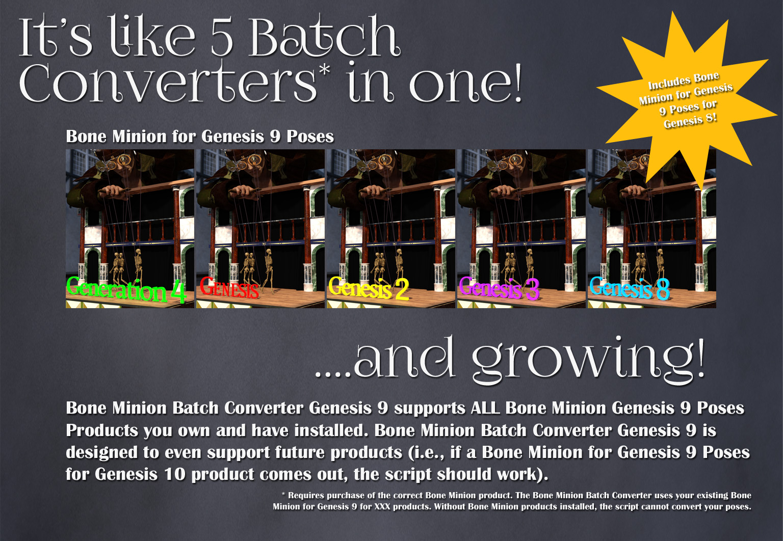Bone Minion Batch Converter for Genesis 9 Poses | Daz 3D
