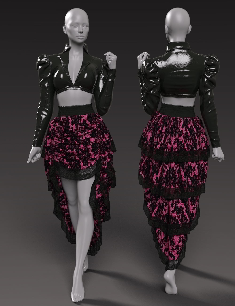 VERSUS - dForce Singles Gothic Cinched Skirt Texture Add-On | Daz 3D