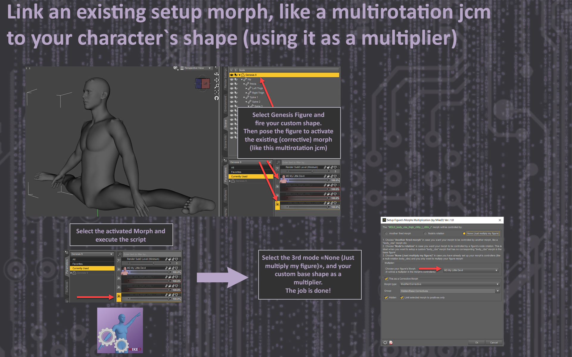 MD Setup Figure's Morphs Controllers | Daz 3D
