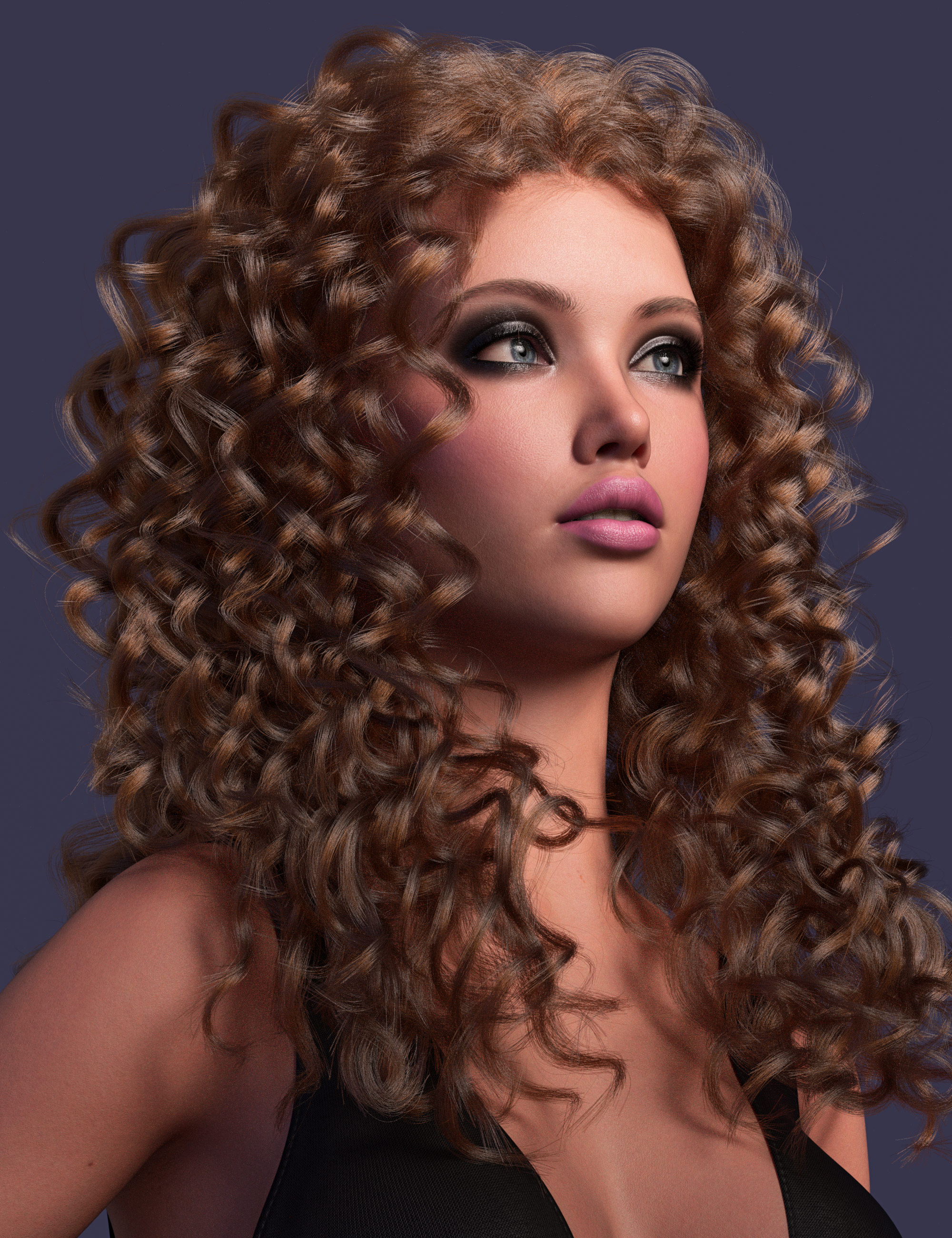 dForce Strand-Based Long Curls Hair for Genesis 9 and Genesis 8 Female ...