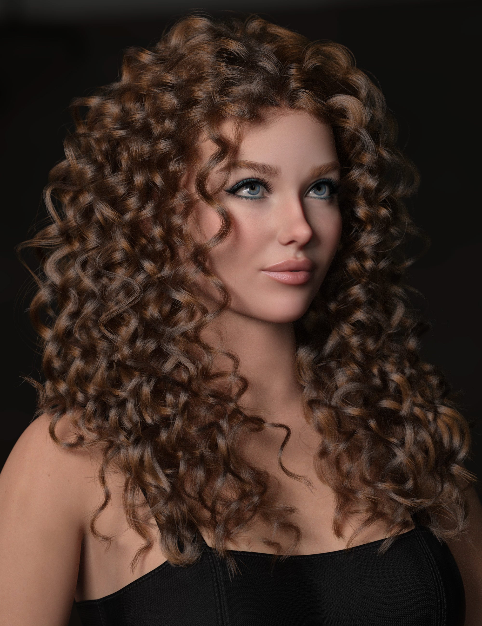 dForce Strand-Based Long Curls Hair for Genesis 9 and Genesis 8 Female ...