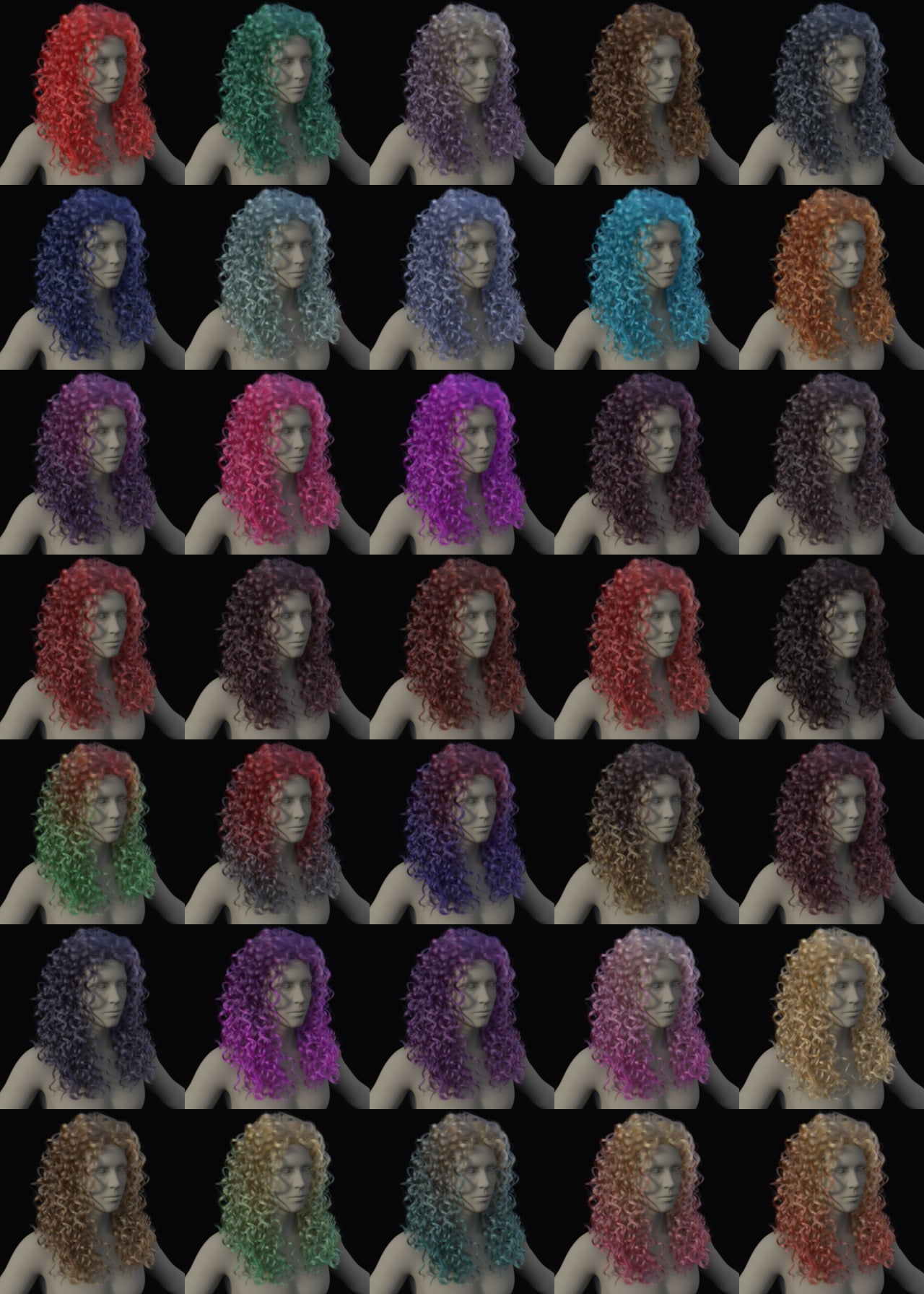 dForce Strand-Based Long Curls Hair Color Expansion | Daz 3D