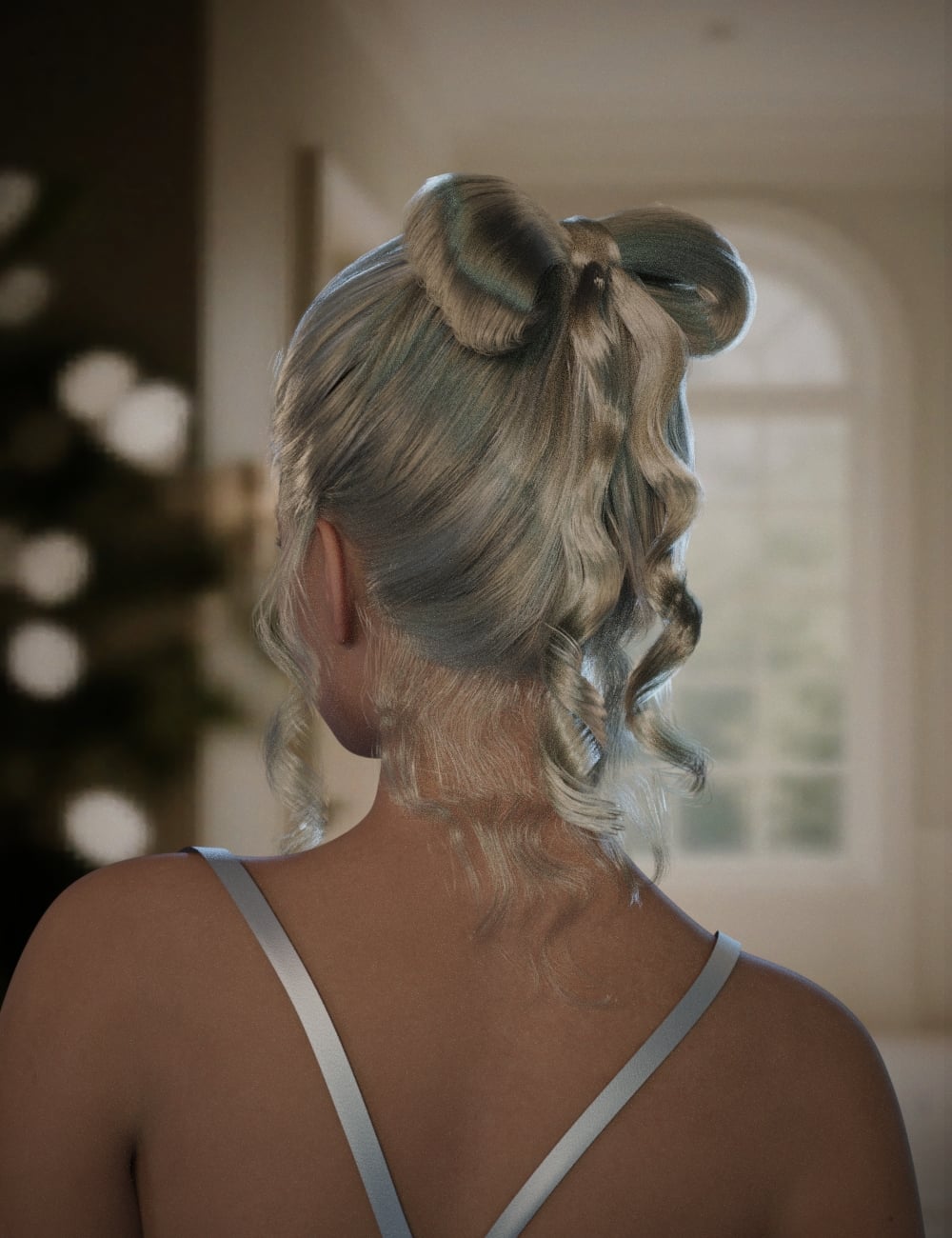 dForce Zoey Bow Updo HairStyle For Genesis 9 | Daz 3D