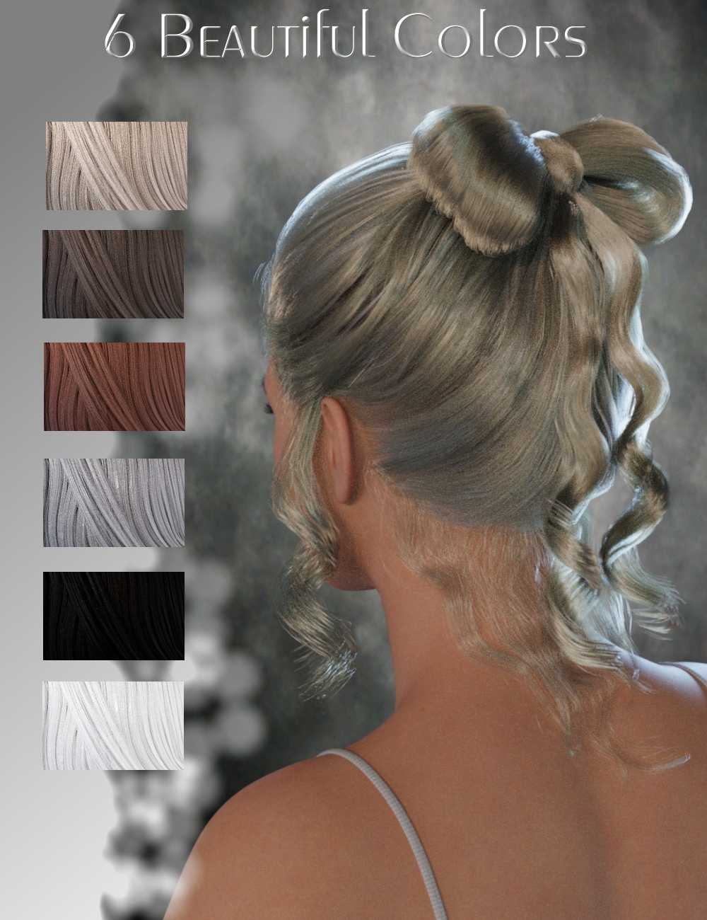 dForce Zoey Bow Updo HairStyle For Genesis 9 | Daz 3D