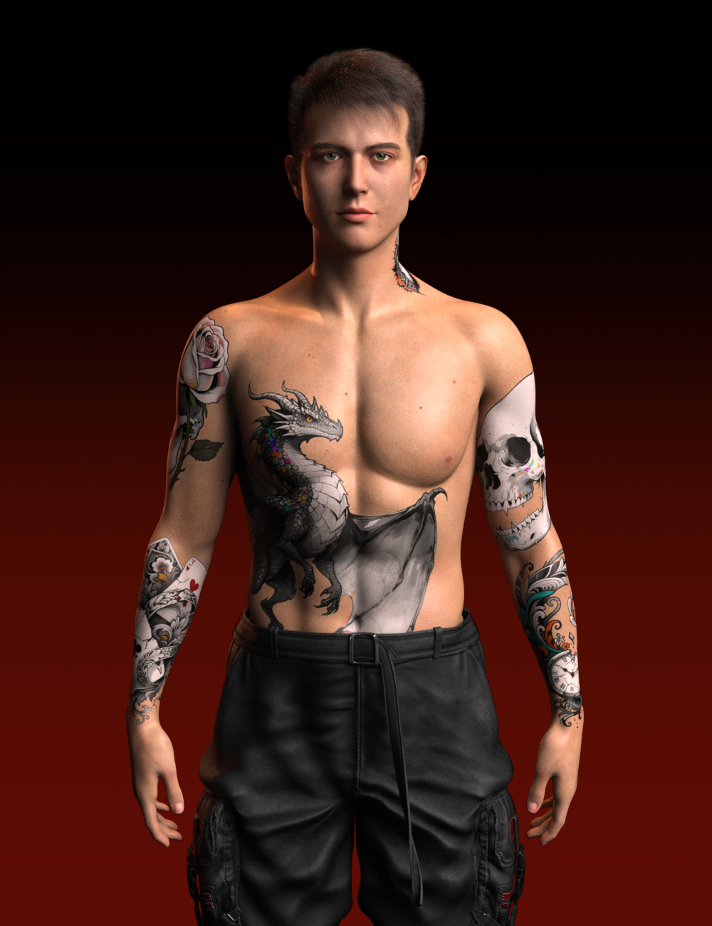 Zev Character and Tattoo Toolkit for Genesis 9 | Daz 3D