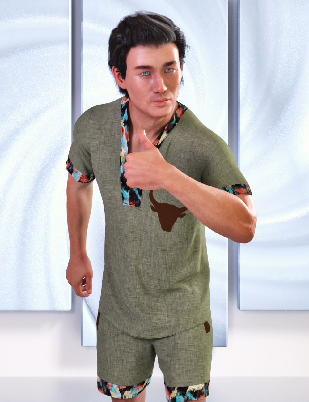 JMR dForce Lubor Linen Outfit for Genesis 9 and 8 Male | Daz 3D