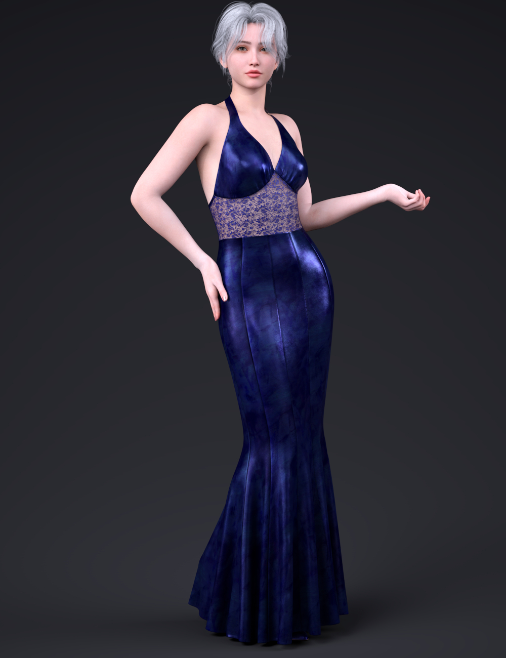 dForce LV Halterneck Gown and Shoes for Genesis 9 | Daz 3D