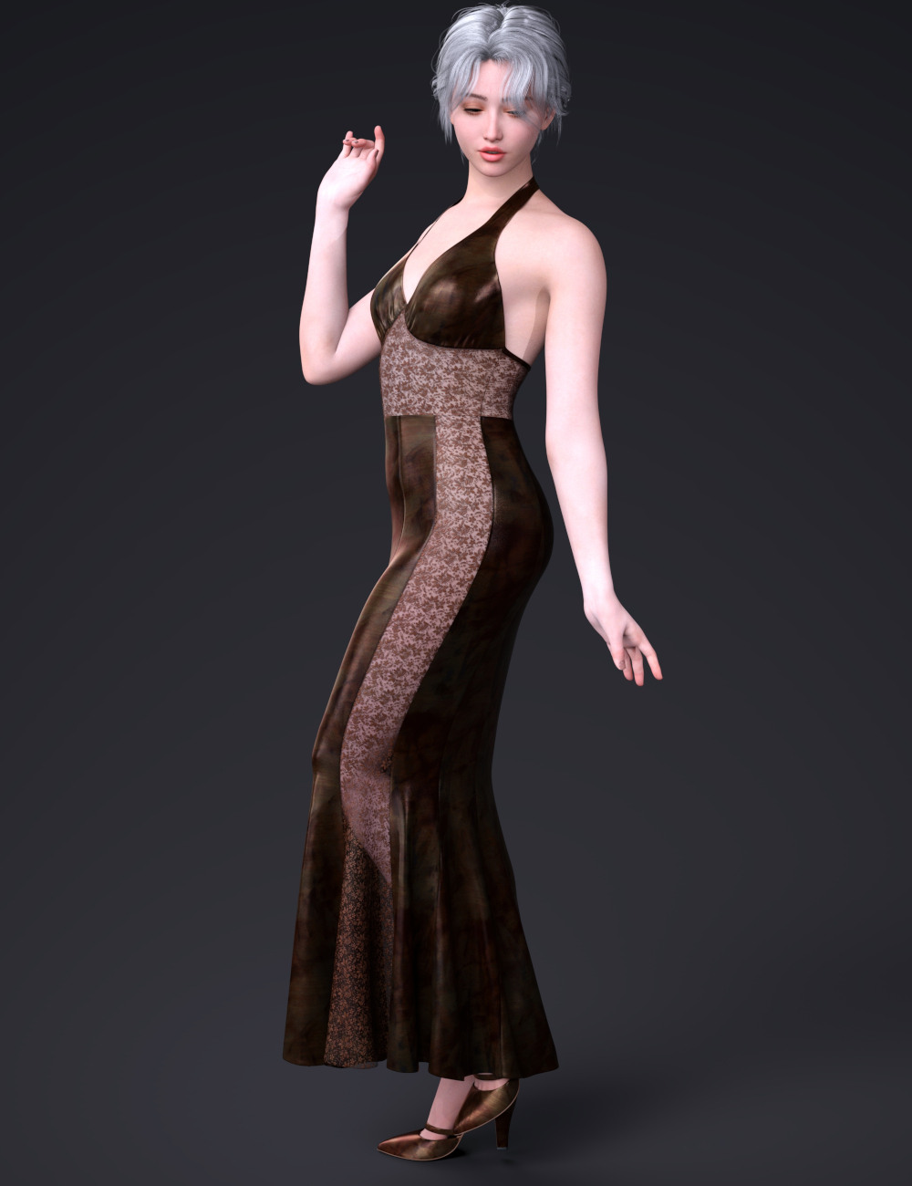 dForce LV Halterneck Gown and Shoes for Genesis 9 | Daz 3D