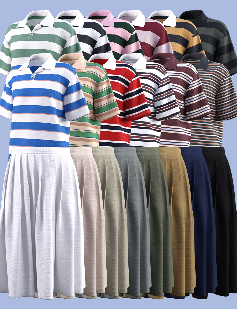 dForce HnC25 Retro Spring Outfits for Genesis 9 | Daz 3D