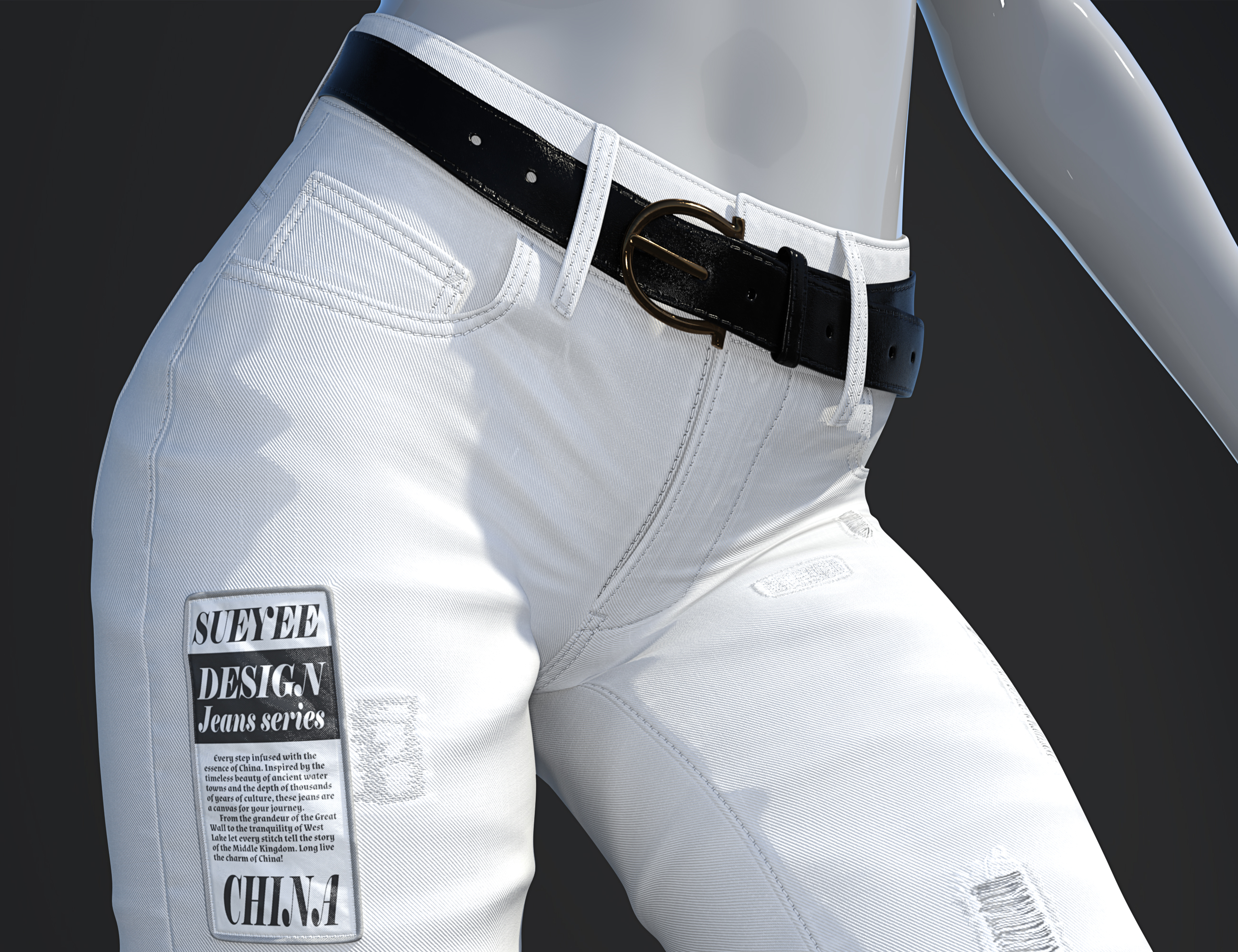 dForce SU Medium Length Jeans for Genesis 9, 8.1, and 8 Female | Daz 3D